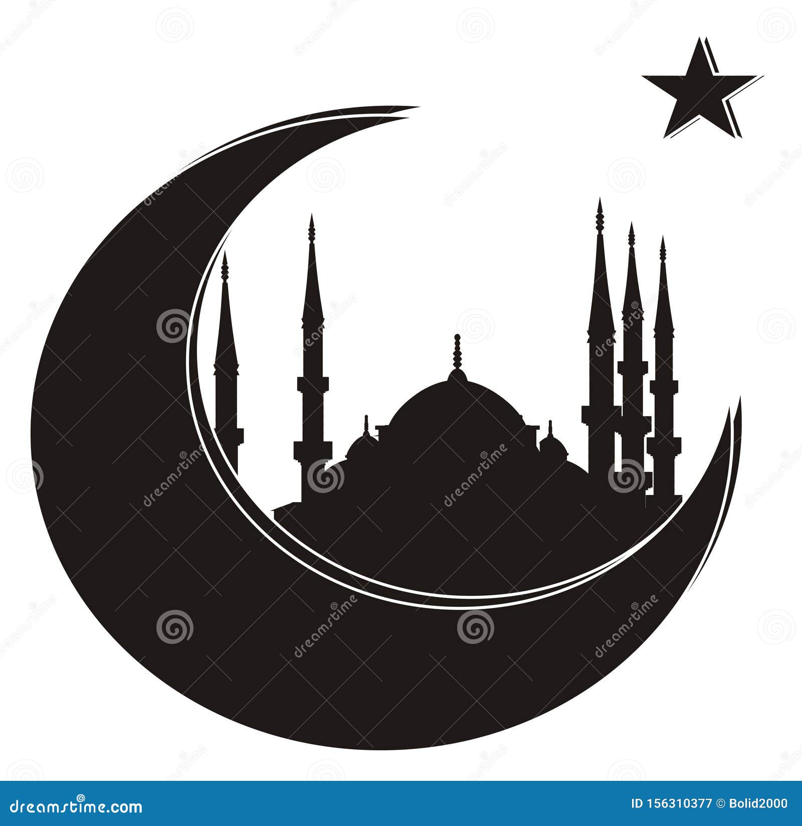 Three symbols of Islam stock illustration. Illustration of lines ...