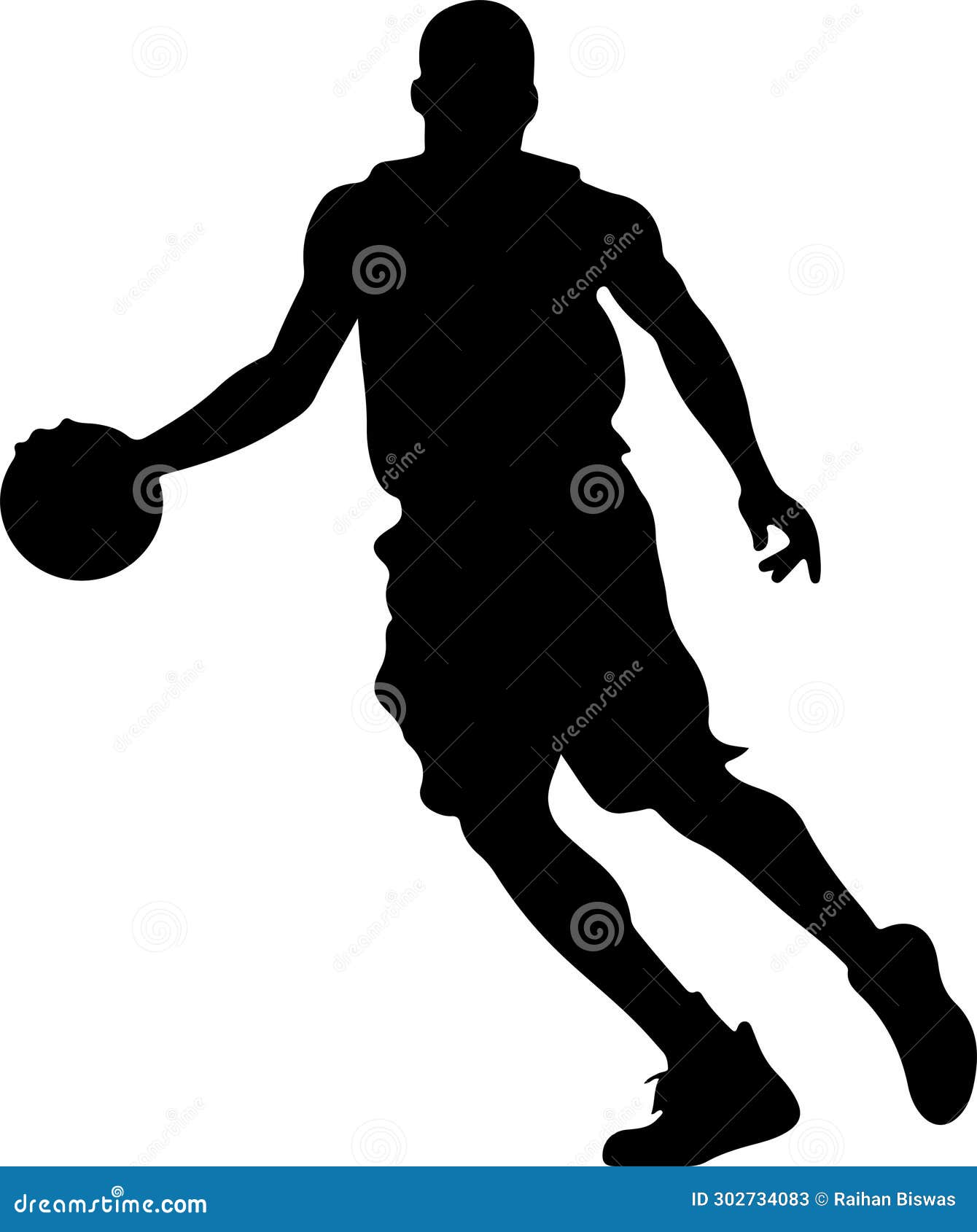 Solid Black Silhouette of a Basketball Player Stock Illustration ...