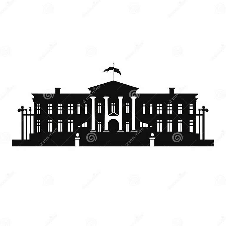 Solid Black Silhouette of Embassy on White Background Image Stock ...