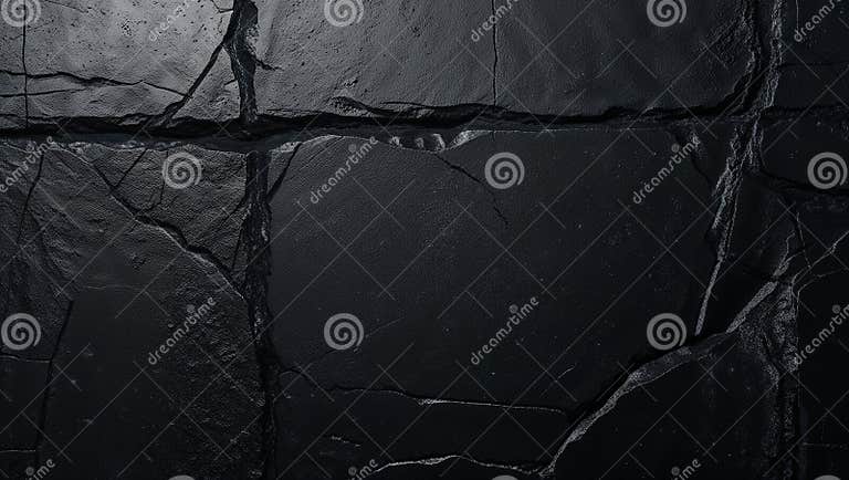 Solid Black Textured Cracked Stone Surface with Natural Lines Stock ...