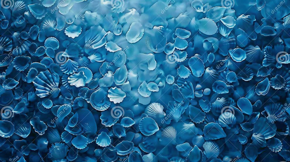 A Solid Blue Background Formed by Thousands of Tiny Seashells, Macro ...