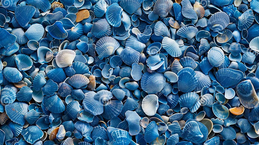 A Solid Blue Background Formed by Thousands of Tiny Seashells, Macro ...