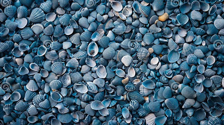 A Solid Blue Background Formed by Thousands of Tiny Seashells, Macro ...