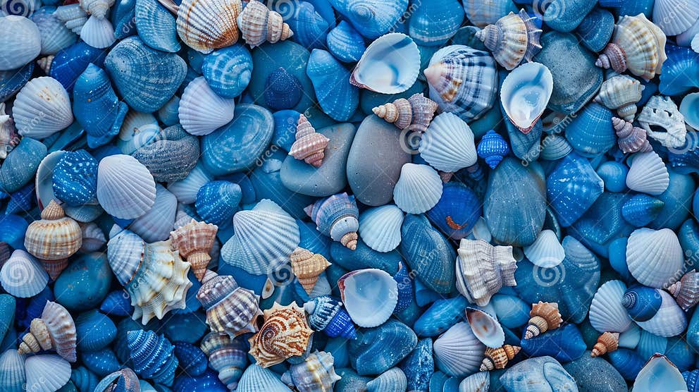 A Solid Blue Background Formed by Thousands of Tiny Seashells, Macro ...