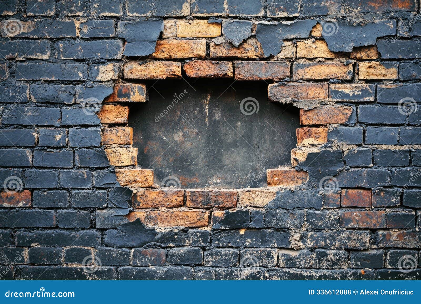 A Solid Brick Wall Featuring a Square Hole Cut Out of it Stock Photo ...