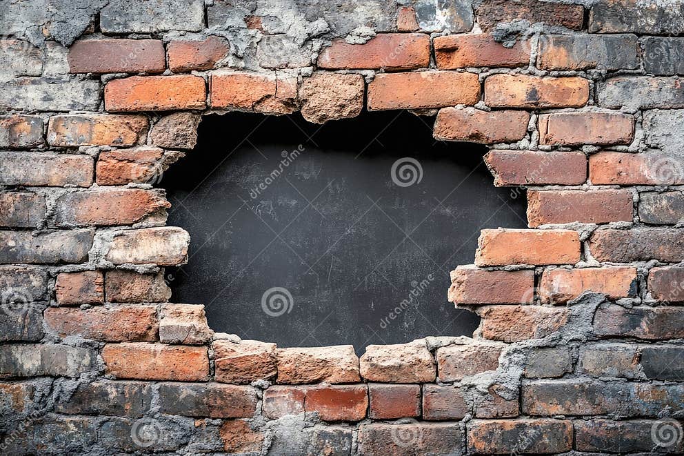 A Solid Brick Wall Featuring a Square Hole Cut Out of it Stock Image ...