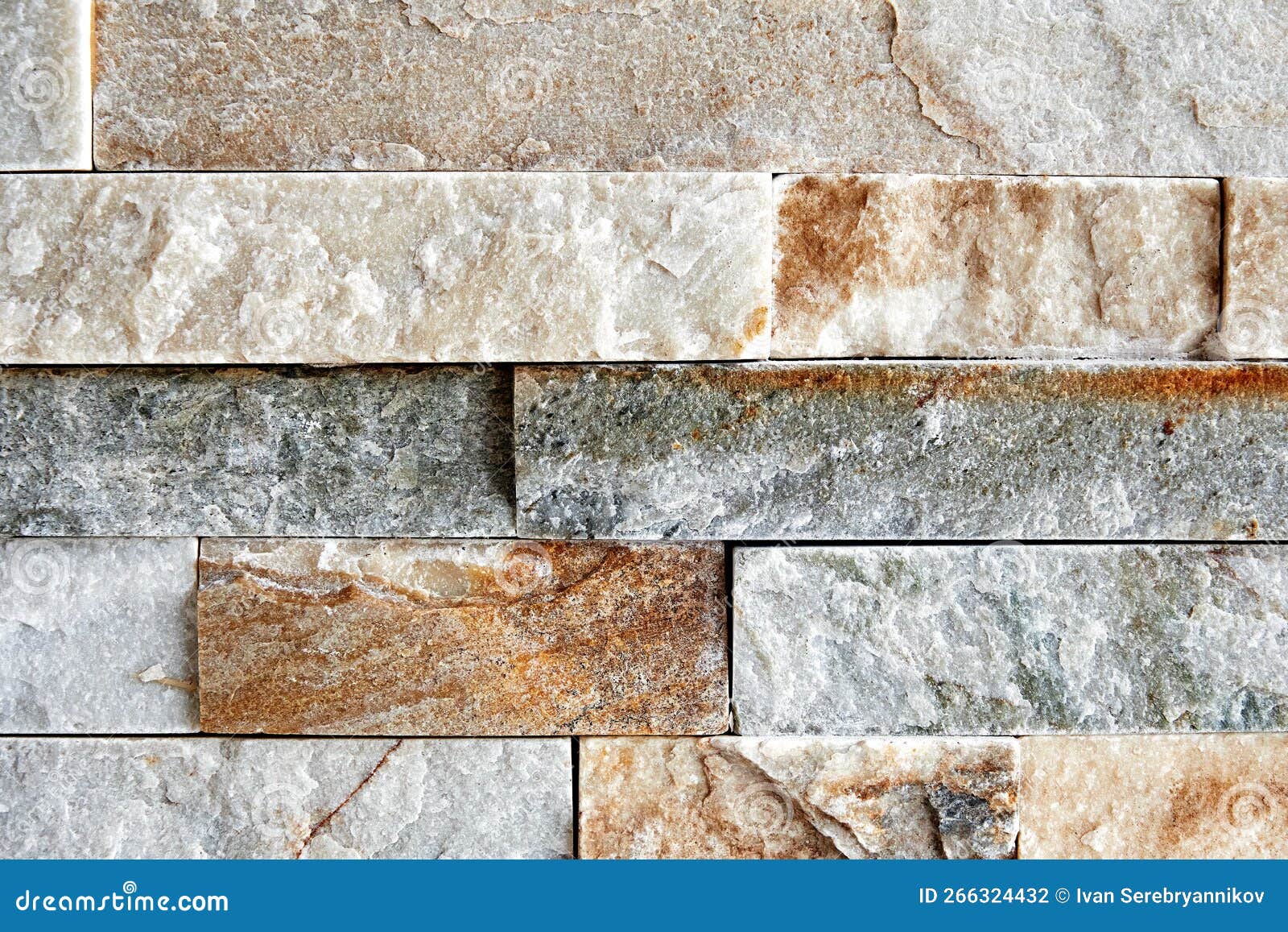 Solid Brick Wall from the Multicolored Stone Bricks Stock Photo - Image ...