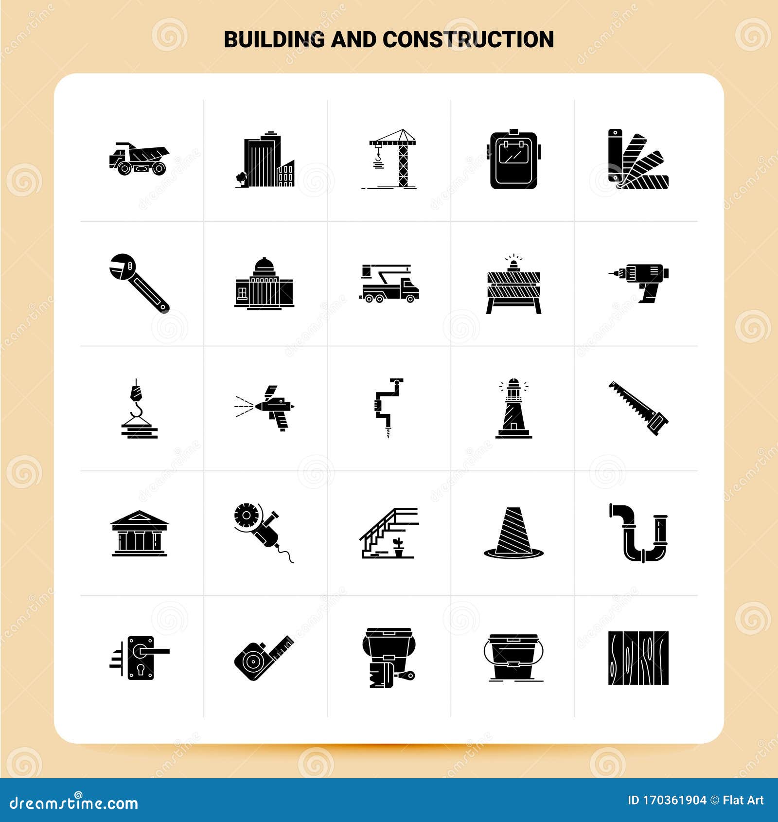 Solid 25 Building and Construction Icon Set. Vector Glyph Style Design ...