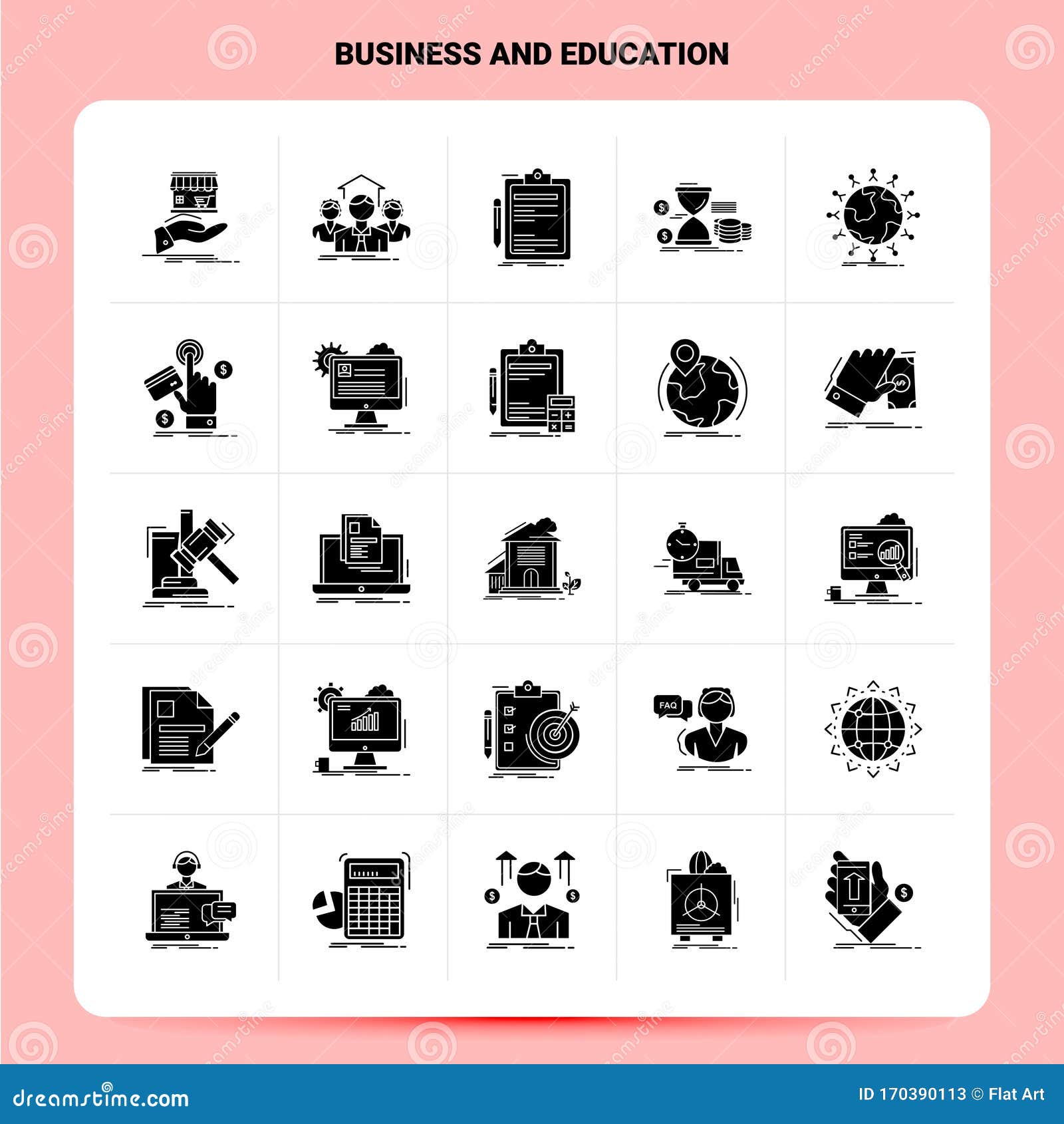 Solid 25 Business and Education Icon Set. Vector Glyph Style Design ...
