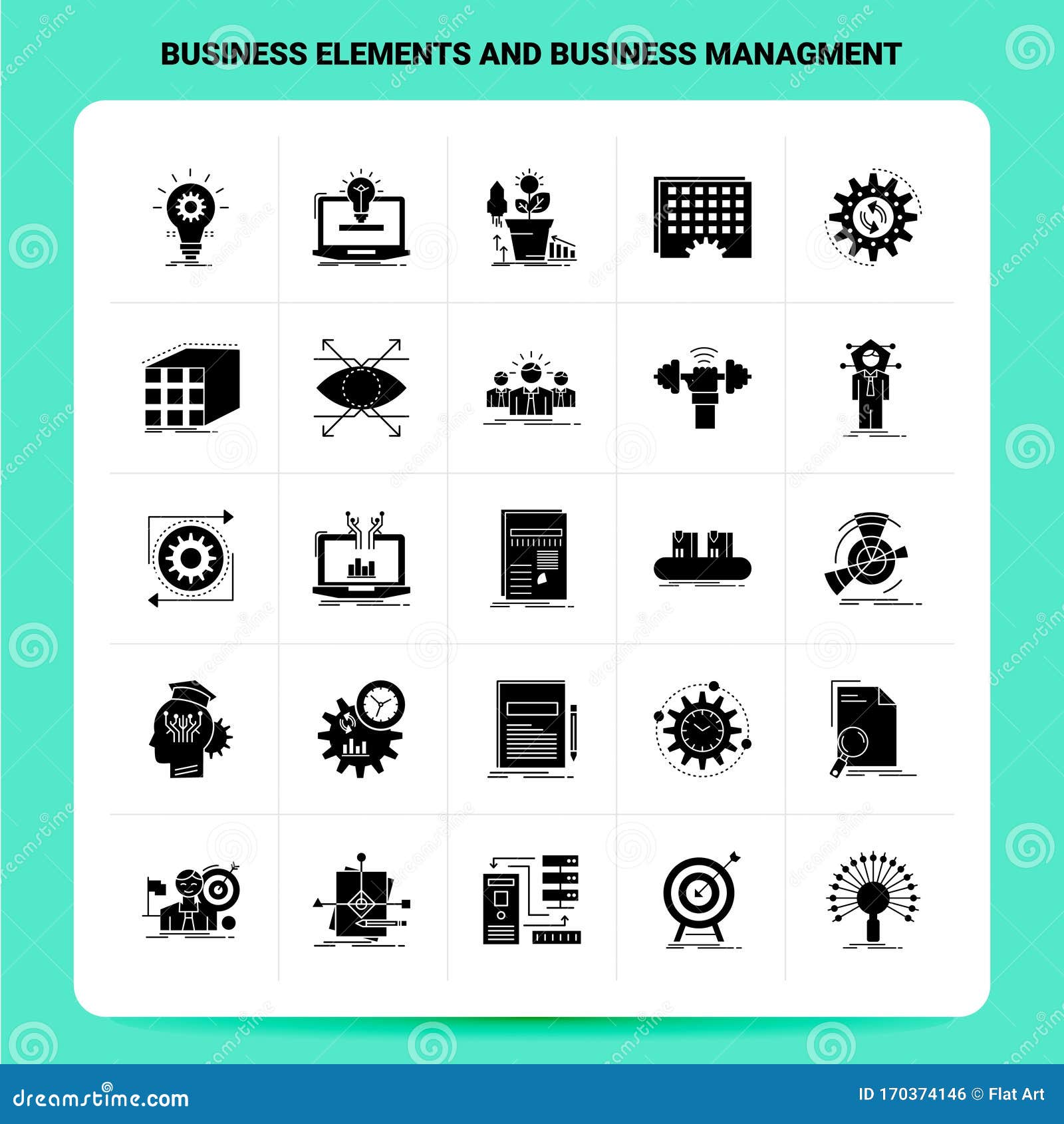 Solid 25 Business Elements and Business Managment Icon Set. Vector ...