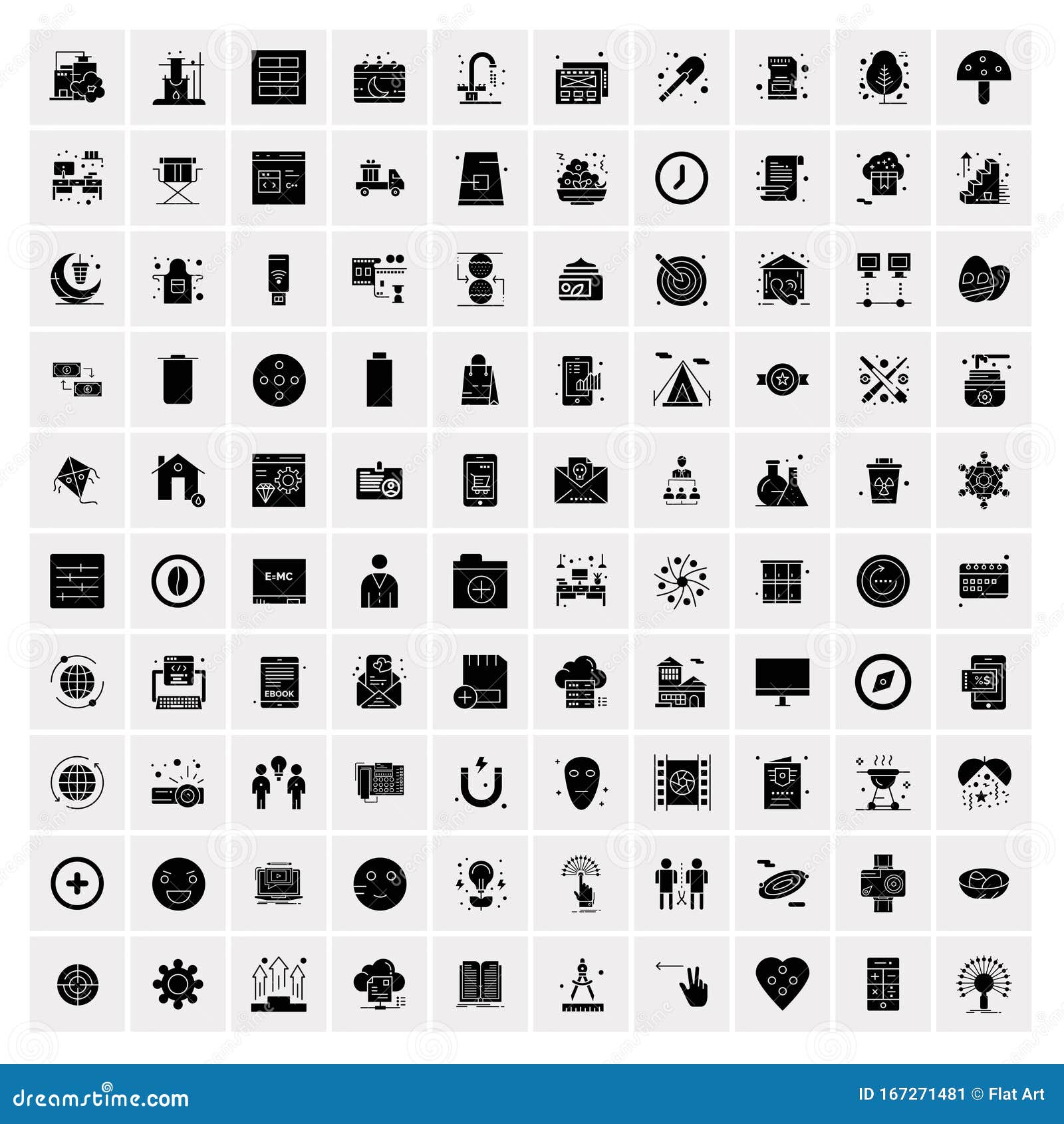 100 Solid Business Icons for Web and Print Material Stock Vector ...