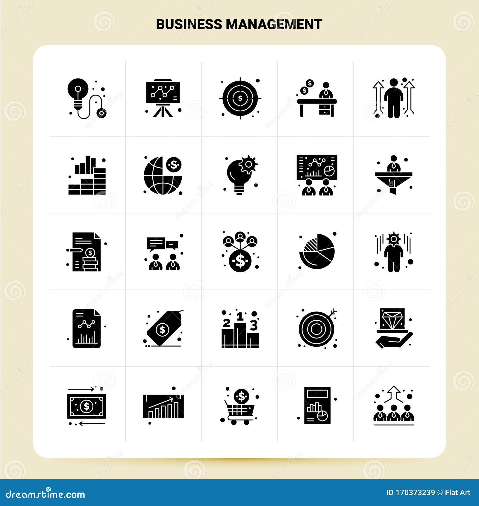 Solid 25 Business Management Icon Set. Vector Glyph Style Design Black ...