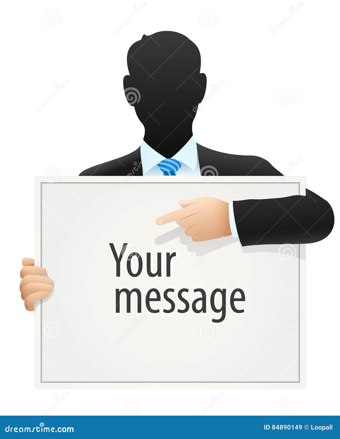 Solid Businessman in Suit Pointing To Sign Message Stock Vector ...