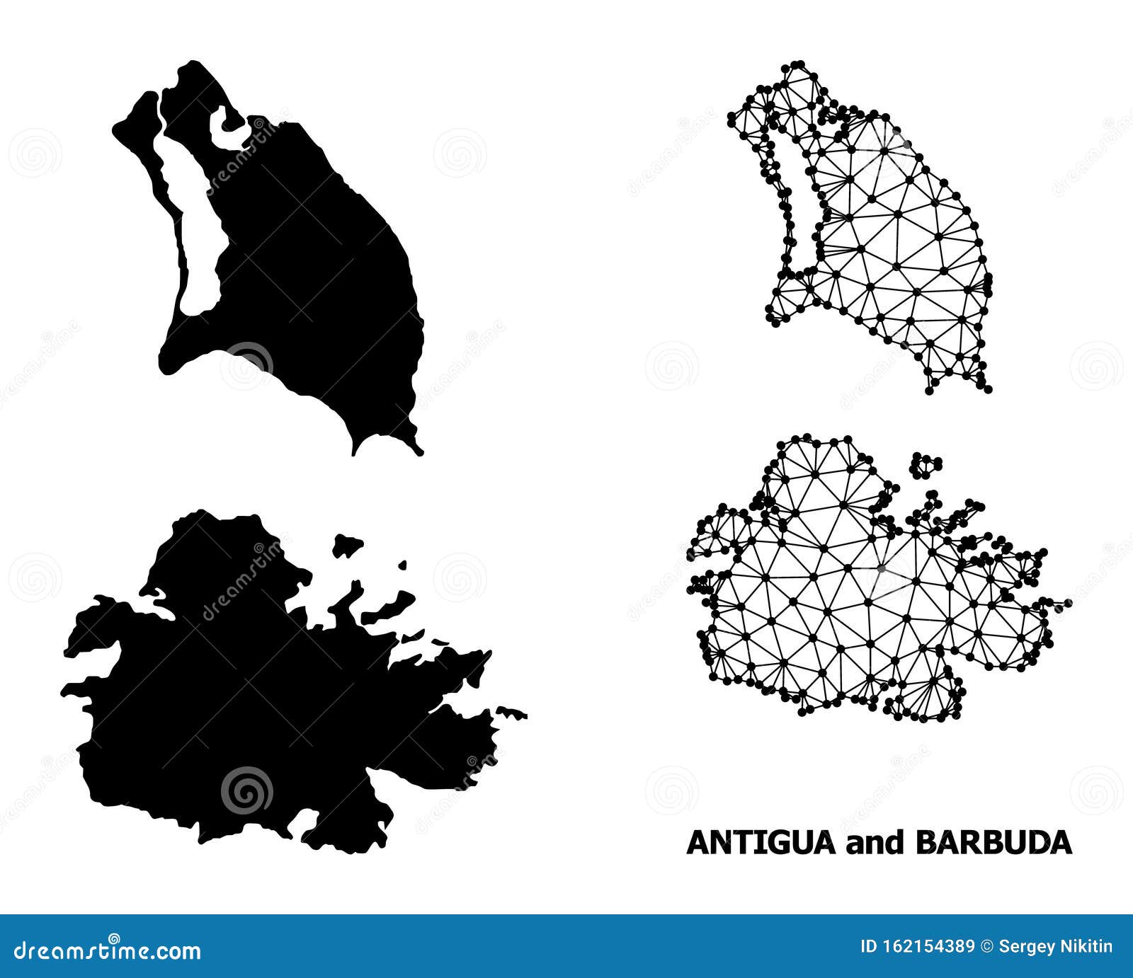 Antigua And Barbuda Map; Map. Black Silhouette Country Map Isolated On ...