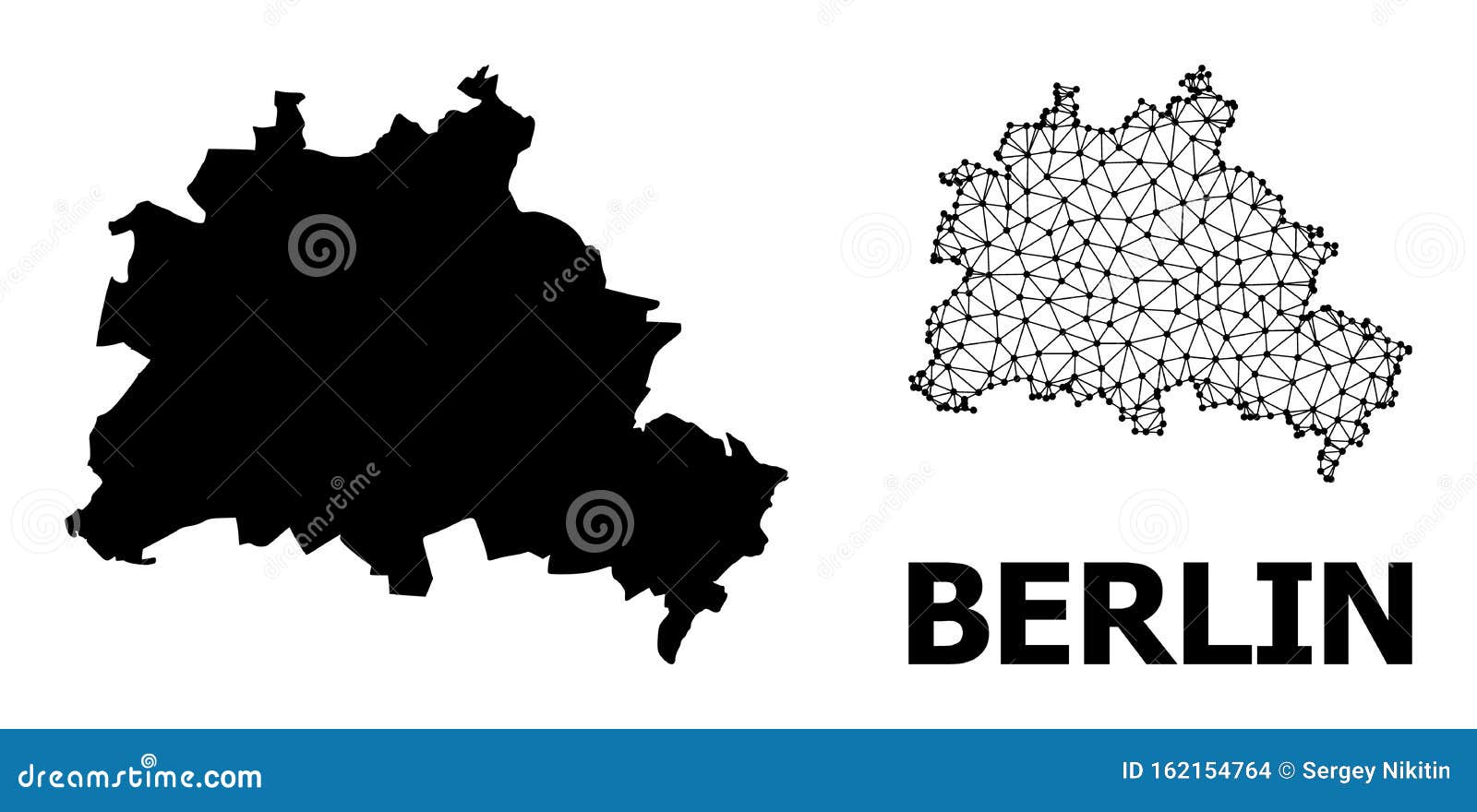 Solid and Carcass Map of Berlin City Stock Vector - Illustration of ...