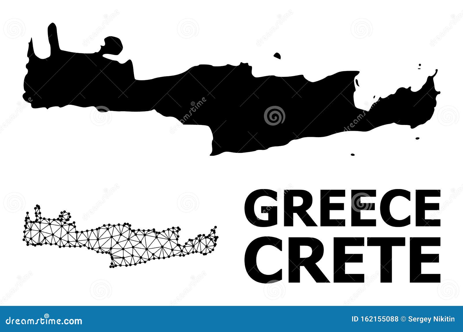 Crete Island Vector Map Line Contour Silhouette Isolated ...