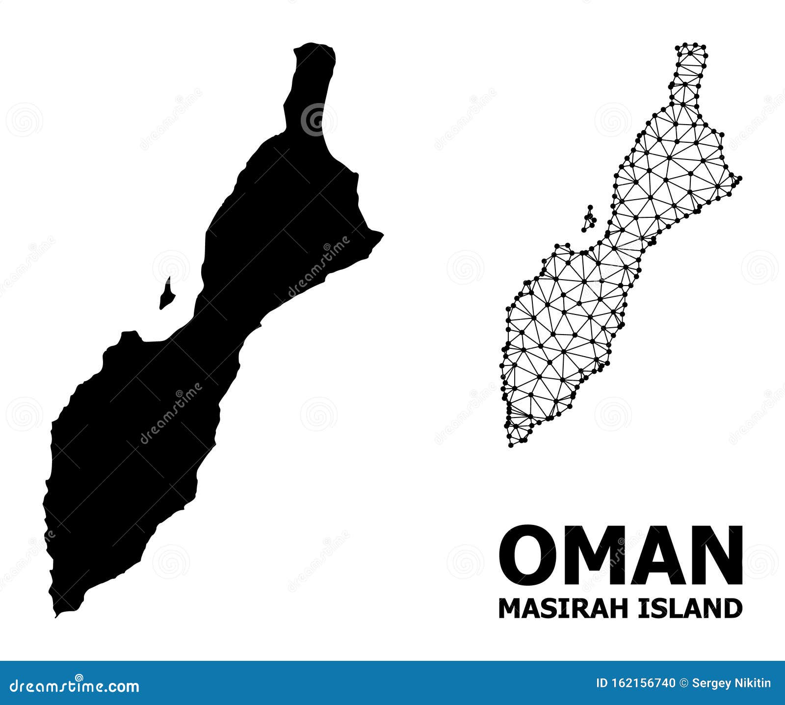 Solid and Carcass Map of Masirah Island Stock Vector - Illustration of ...