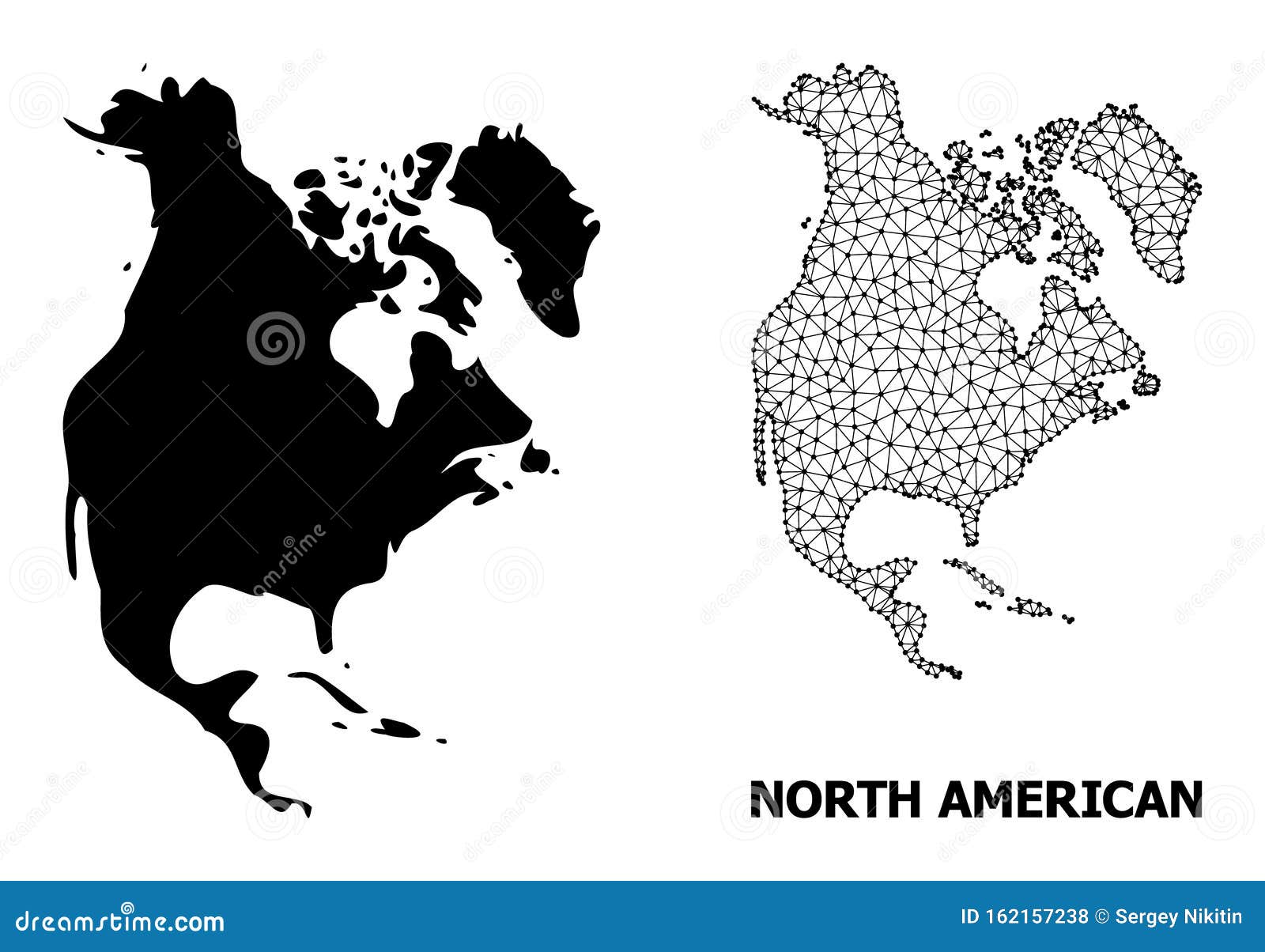 Solid and Carcass Map of North America Stock Vector - Illustration of ...