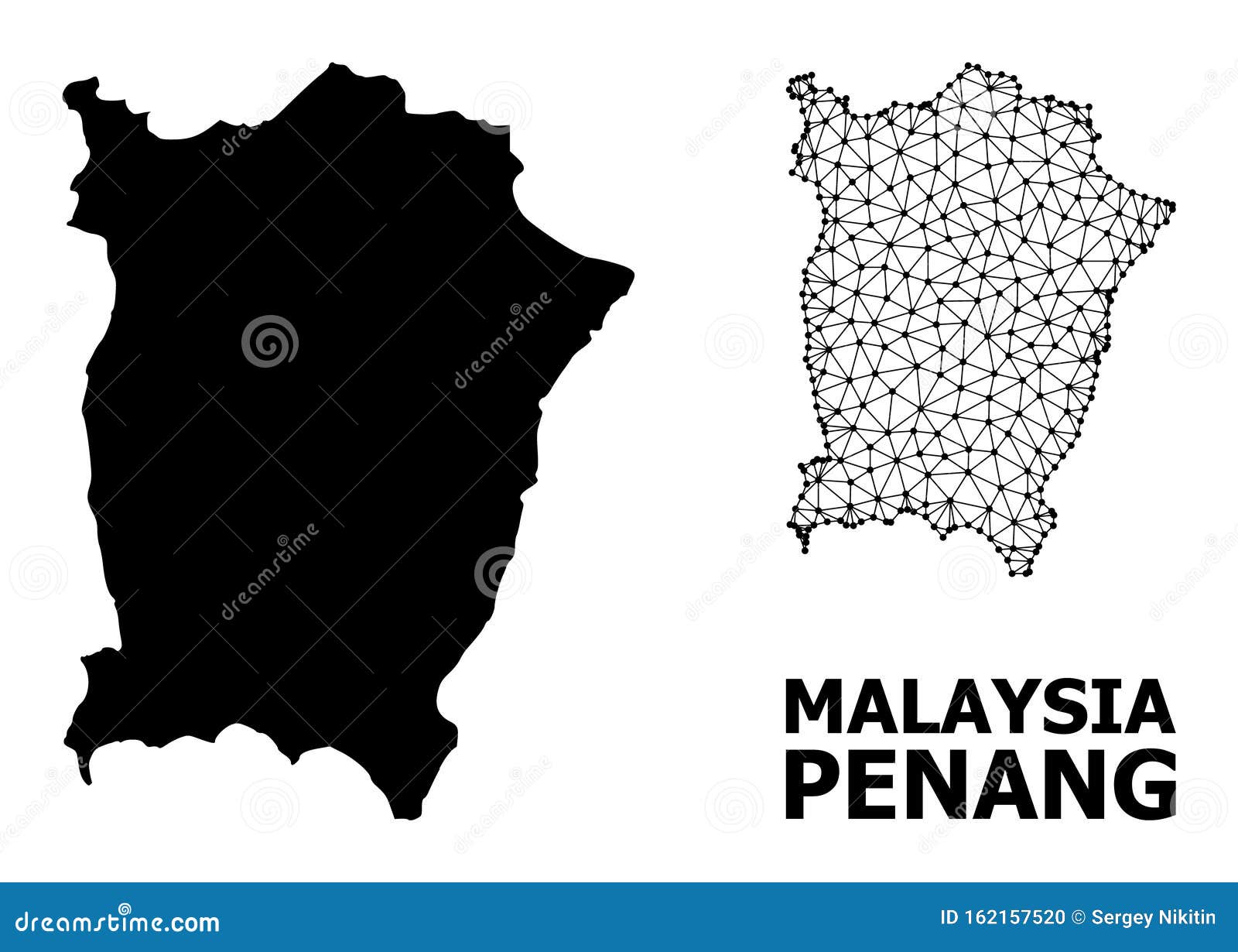 Solid and Carcass Map of Penang Island Stock Vector - Illustration of ...