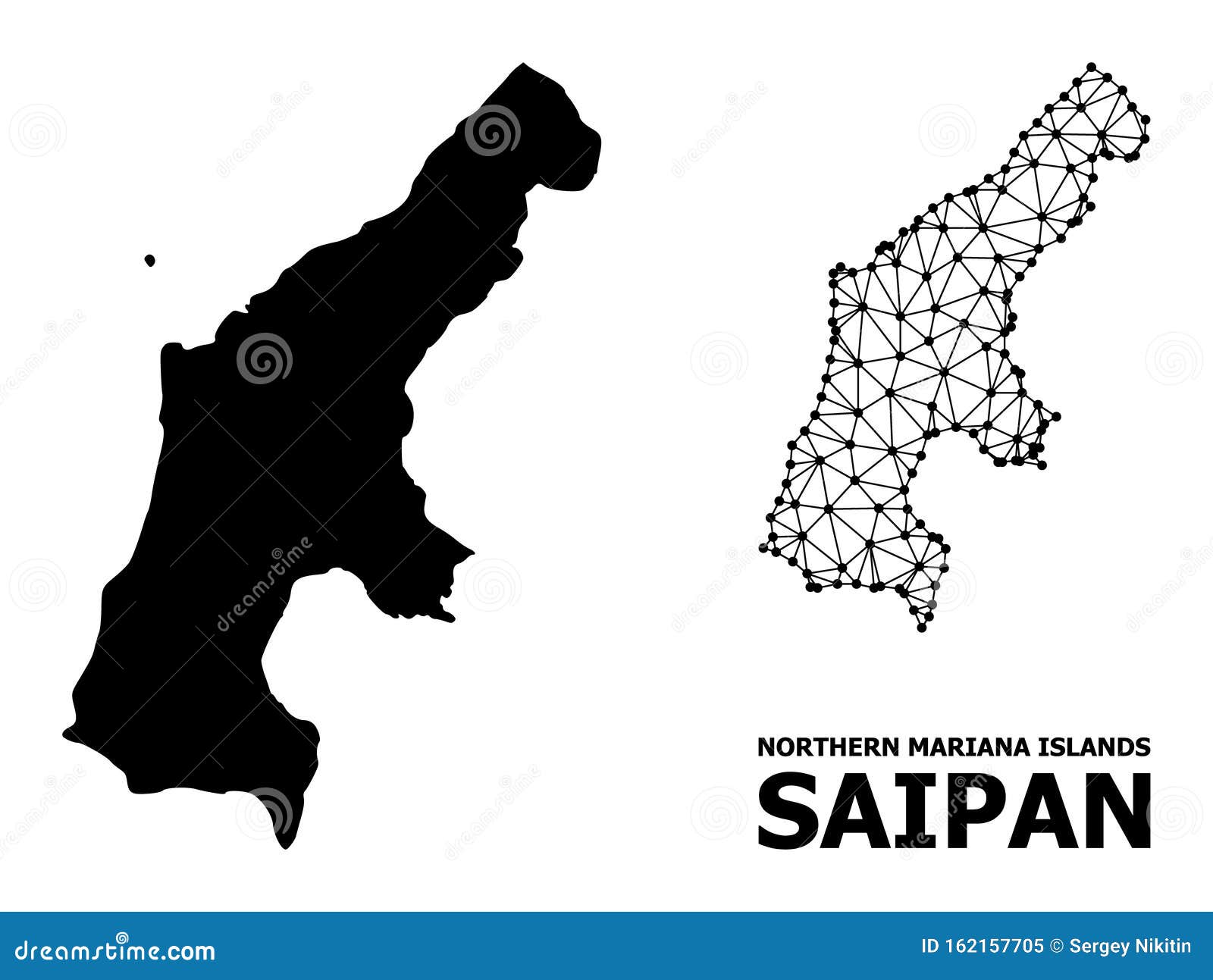 Solid and Carcass Map of Saipan Island Stock Vector - Illustration of ...