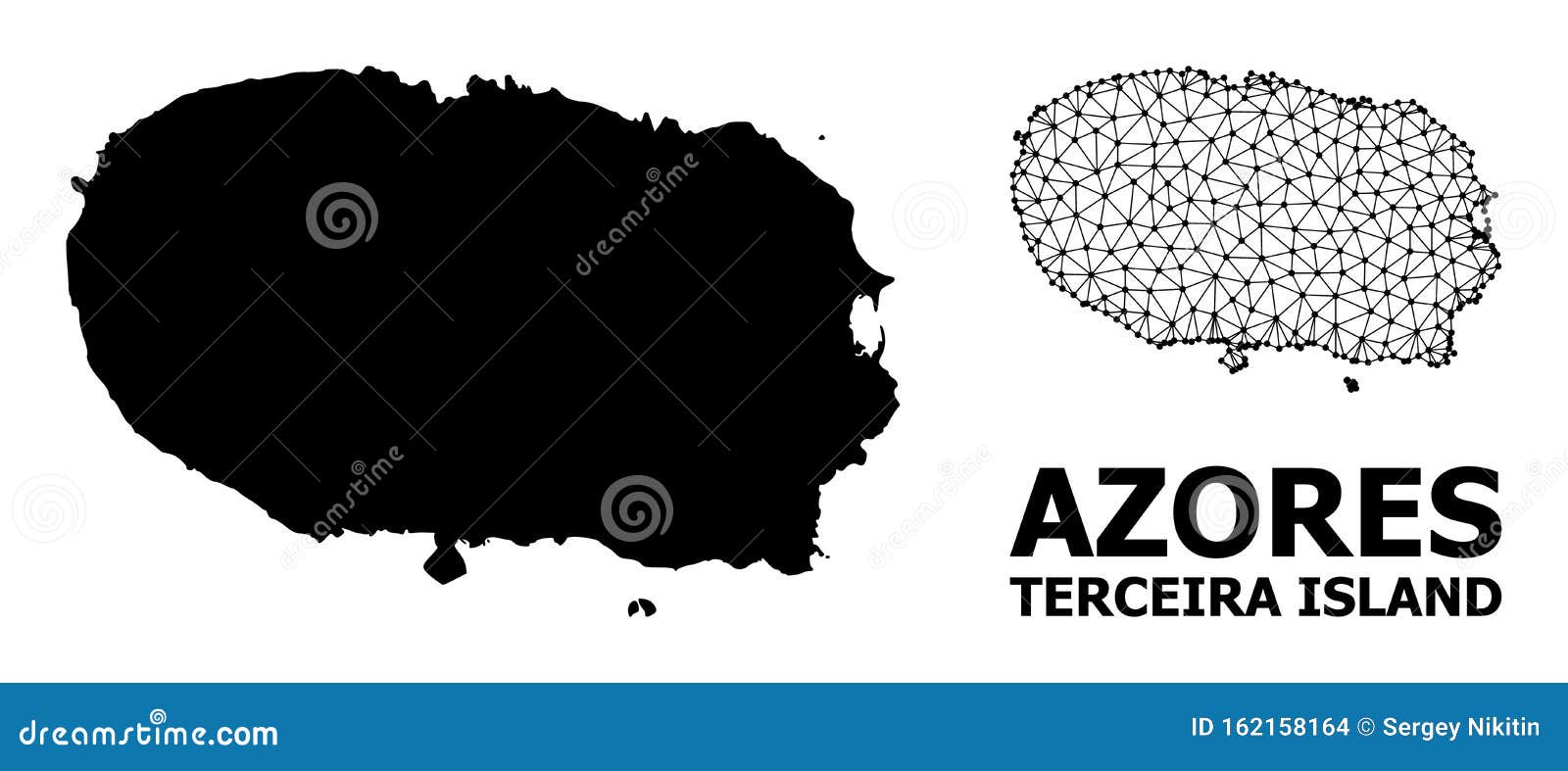 Solid and Carcass Map of Terceira Island Stock Vector - Illustration of ...