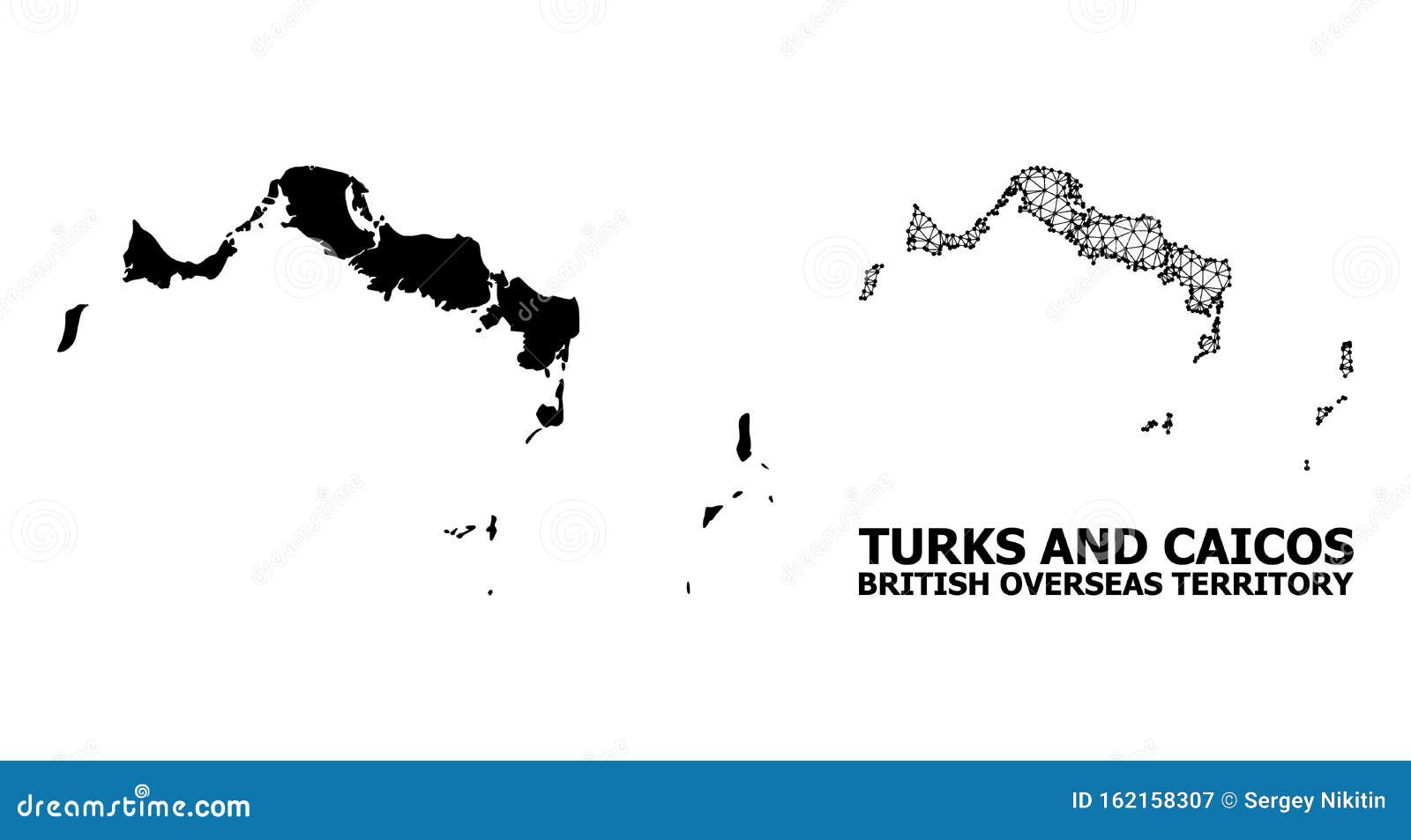 Solid and Carcass Map of Turks and Caicos Islands Stock Vector ...