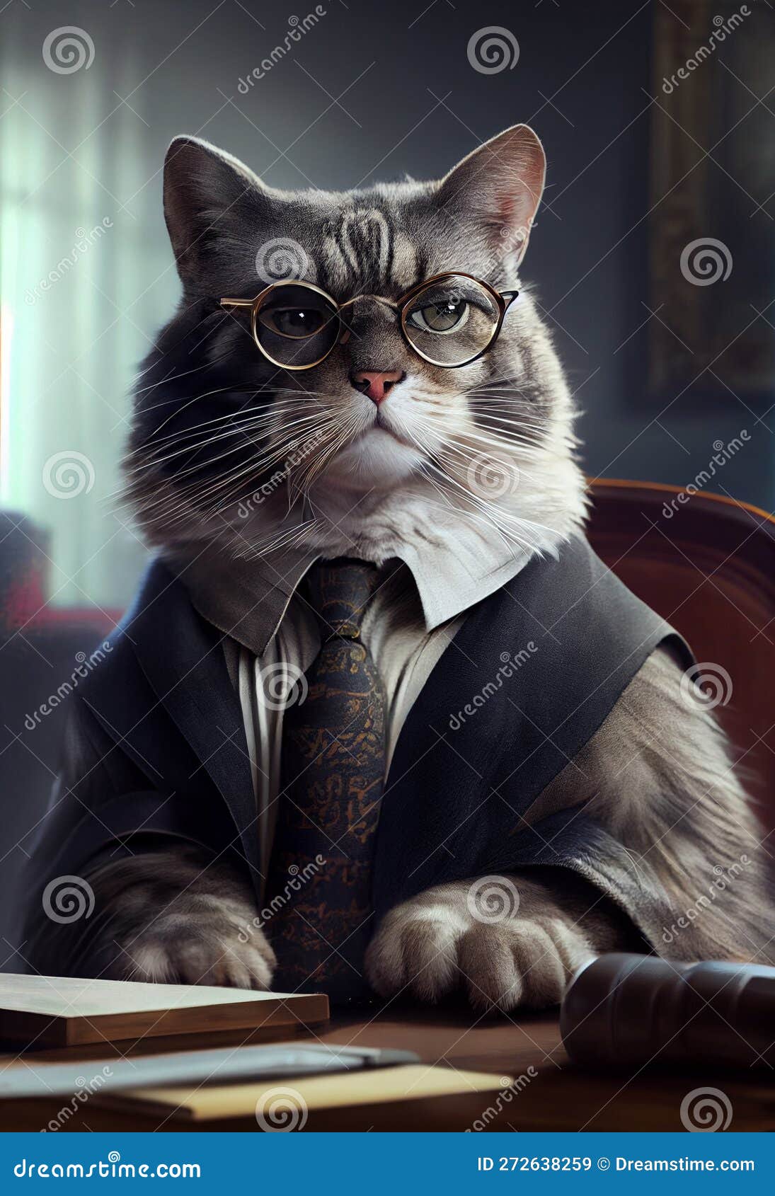 Solid Cat in a Business Suit and Glasses. AI Generated Stock ...
