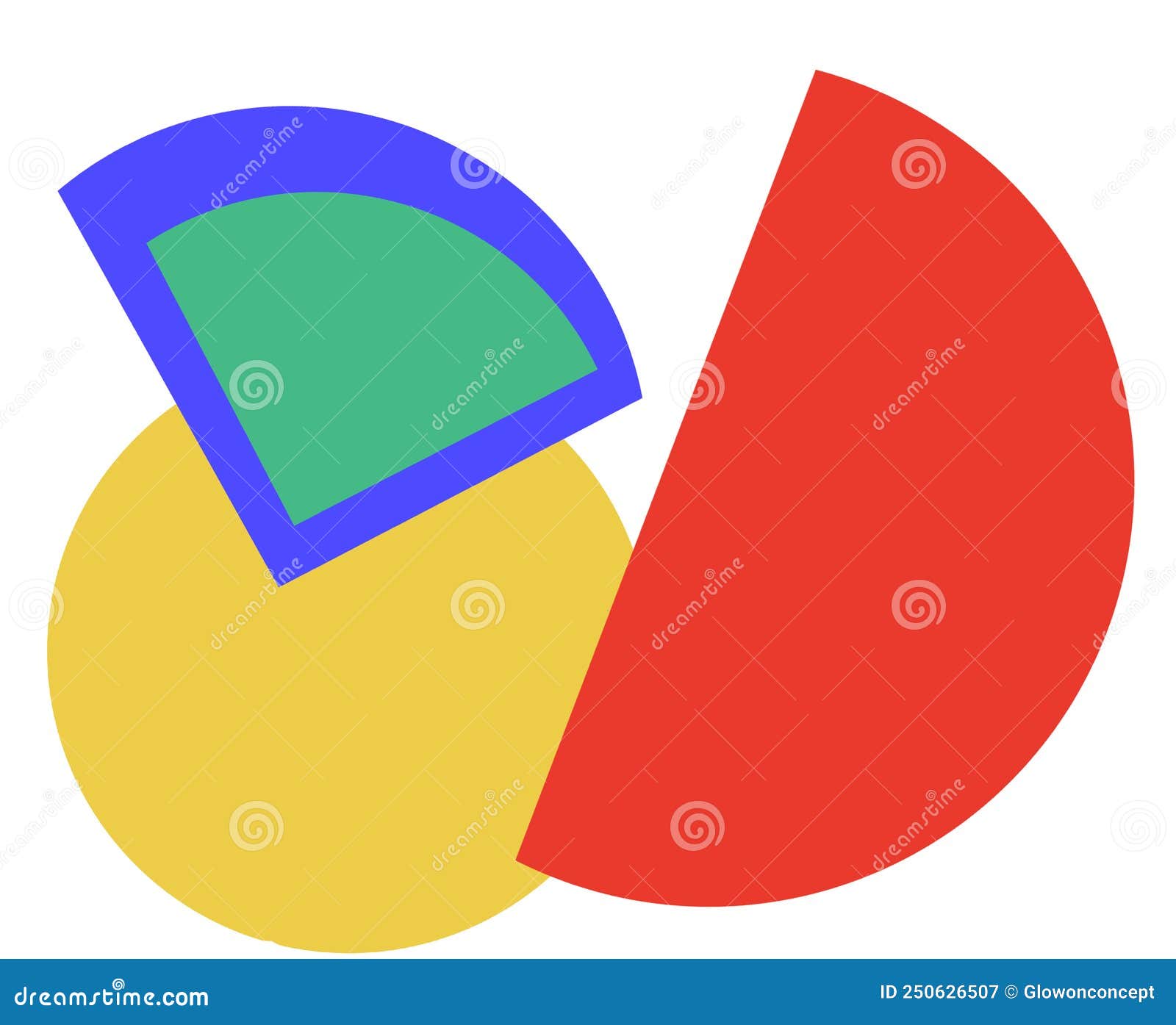 Solid Circle Half and Quarter Shape with Primary Color Shape Element ...
