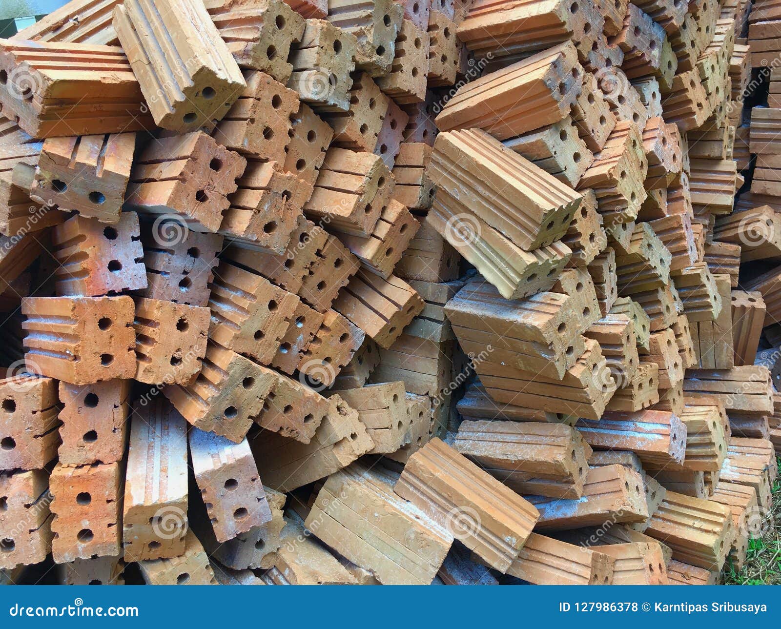 Solid clay bricks stock photo. Image of construction - 127986378