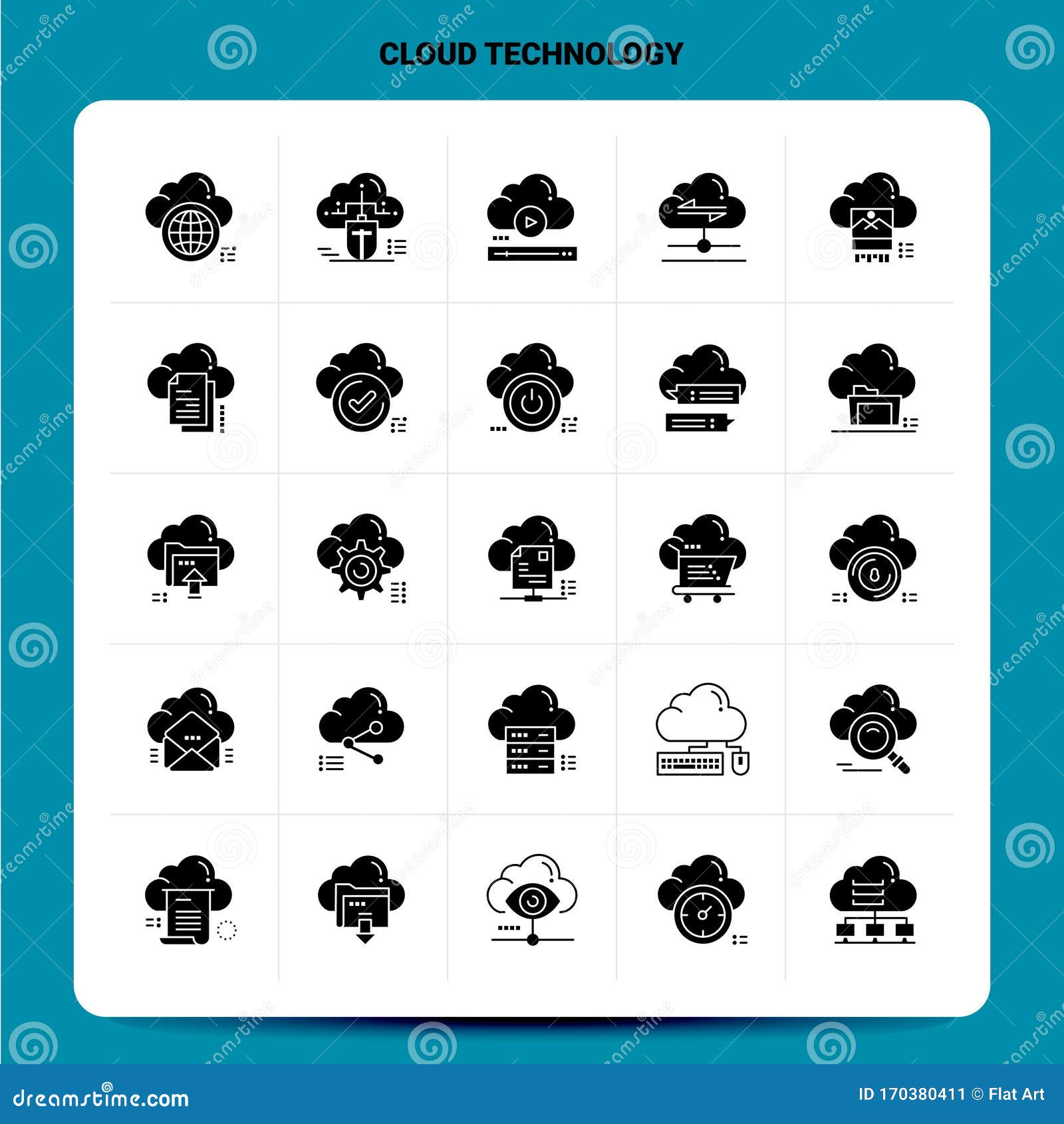 Solid 25 Cloud Technology Icon Set. Vector Glyph Style Design Black ...
