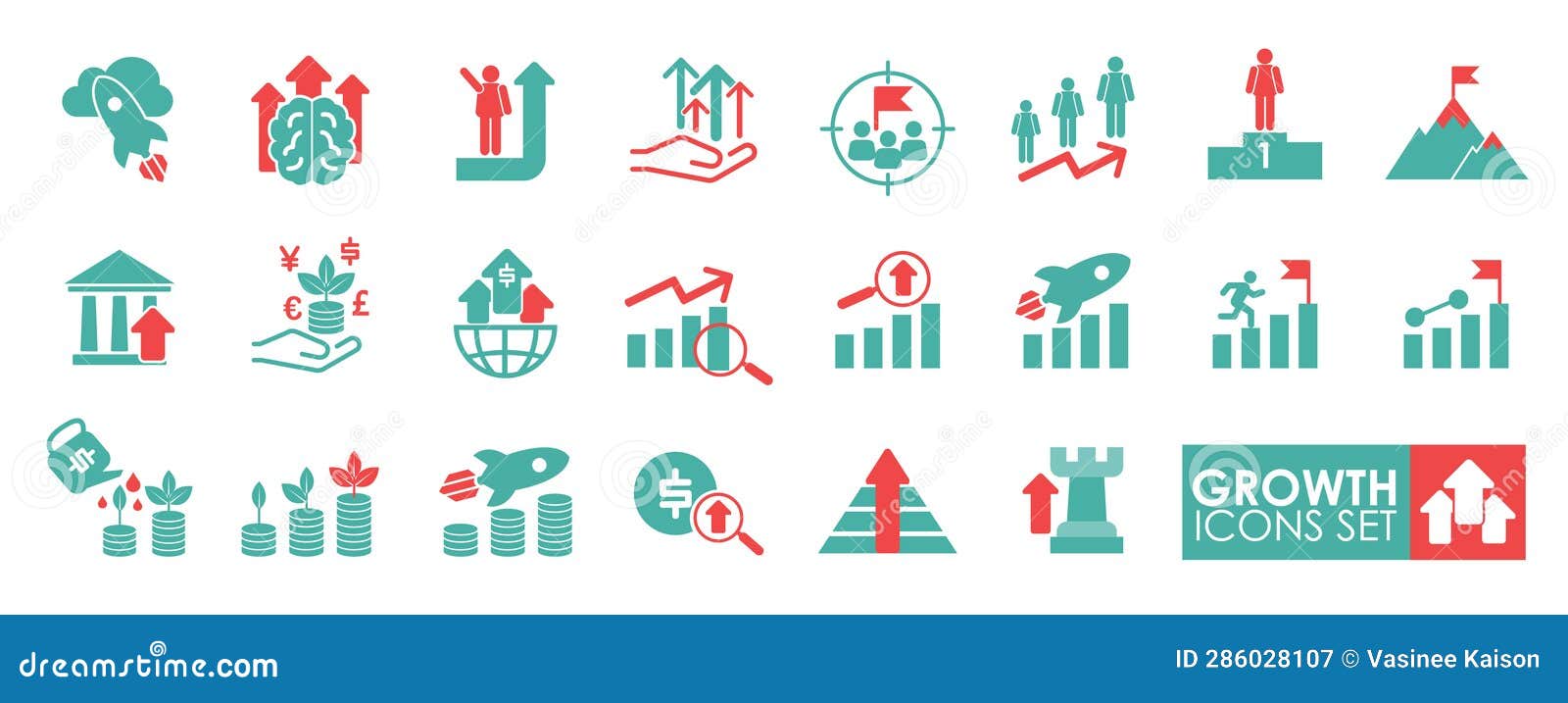 A Solid Collection of Growth Icon Set. Vector Illustration Stock Vector ...