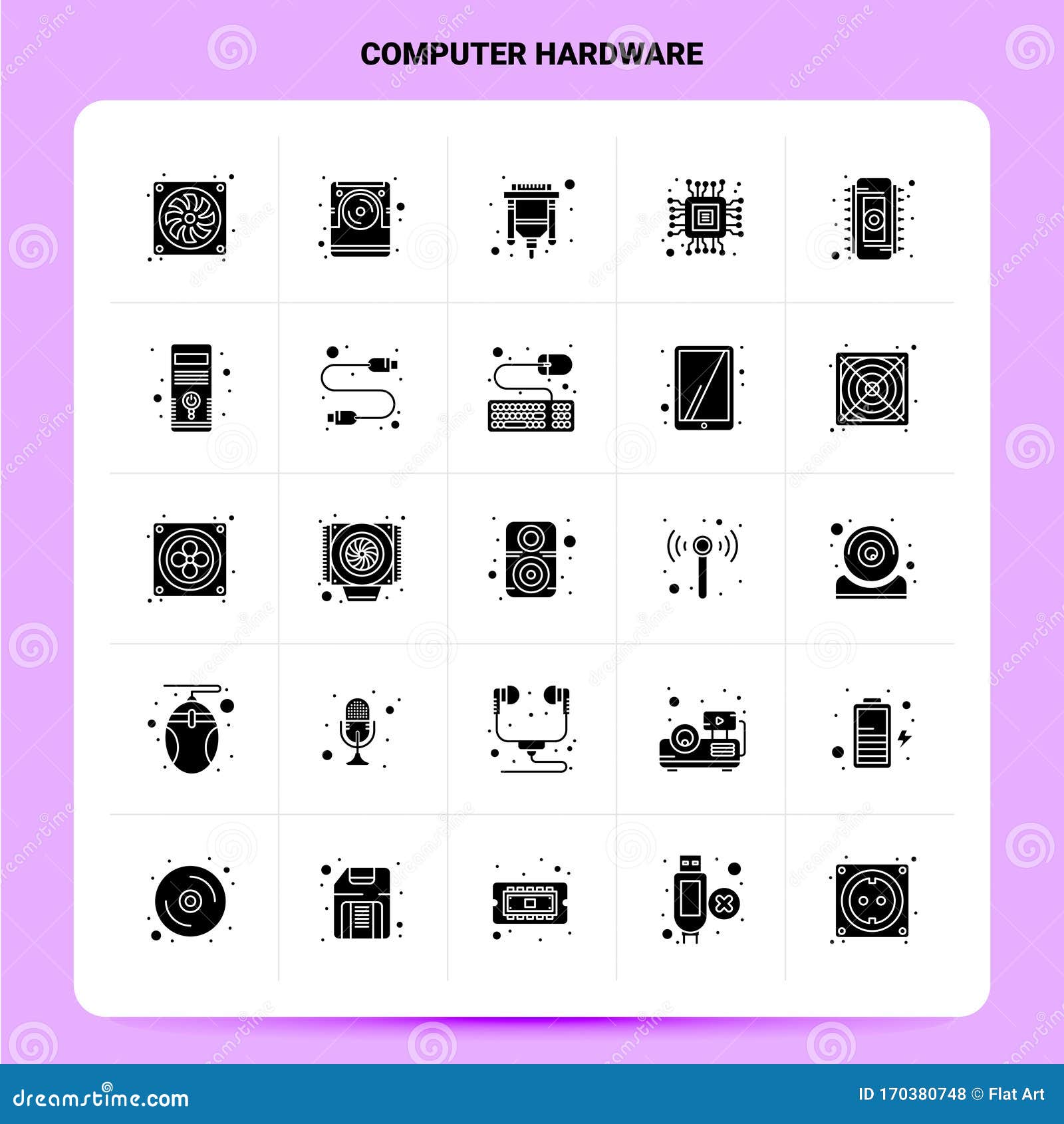 Solid 25 Computer Hardware Icon Set. Vector Glyph Style Design Black ...