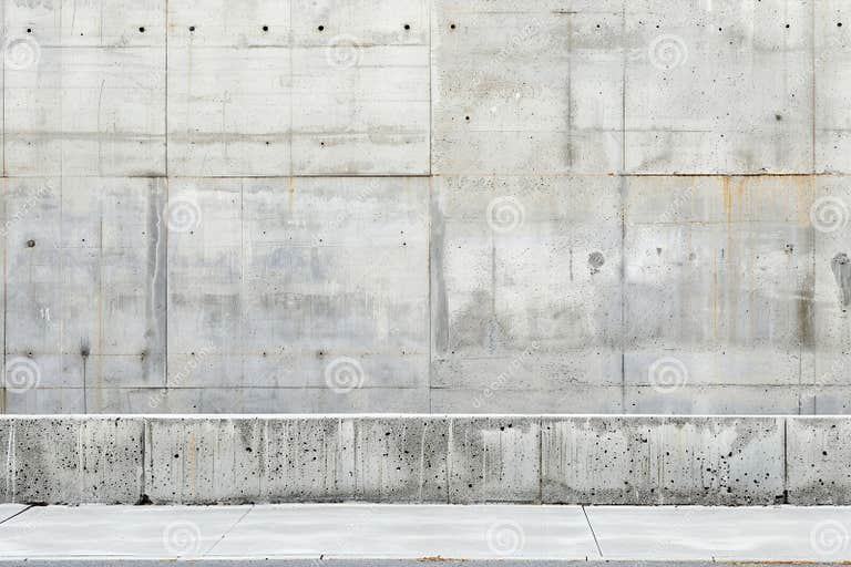 A Solid Concrete Wall Stands Tall with a Concrete Floor in Front Stock ...