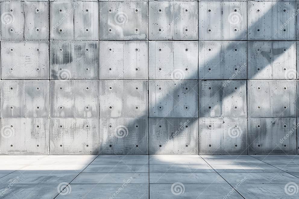A Solid Concrete Wall Stands Tall with a Concrete Floor in Front Stock ...