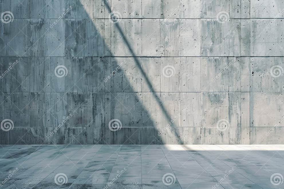 A Solid Concrete Wall Stands Tall with a Concrete Floor in Front Stock ...