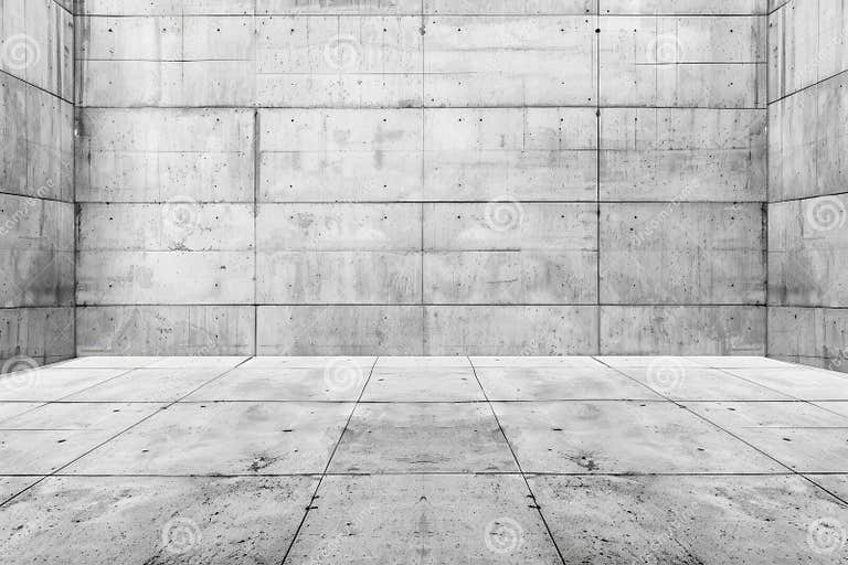 A Solid Concrete Wall Stands Tall with a Concrete Floor in Front Stock ...