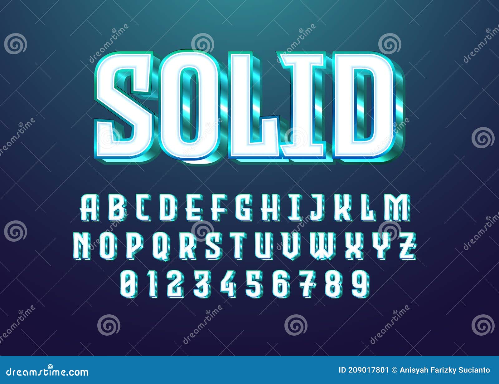 Solid 3d Bold Metallic Font Style. Set of Alphabet and Number for ...