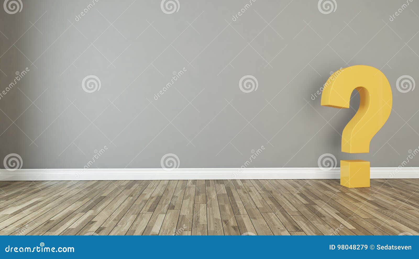 Solid 3d Questions Marks in the Empty Room Stock Illustration ...