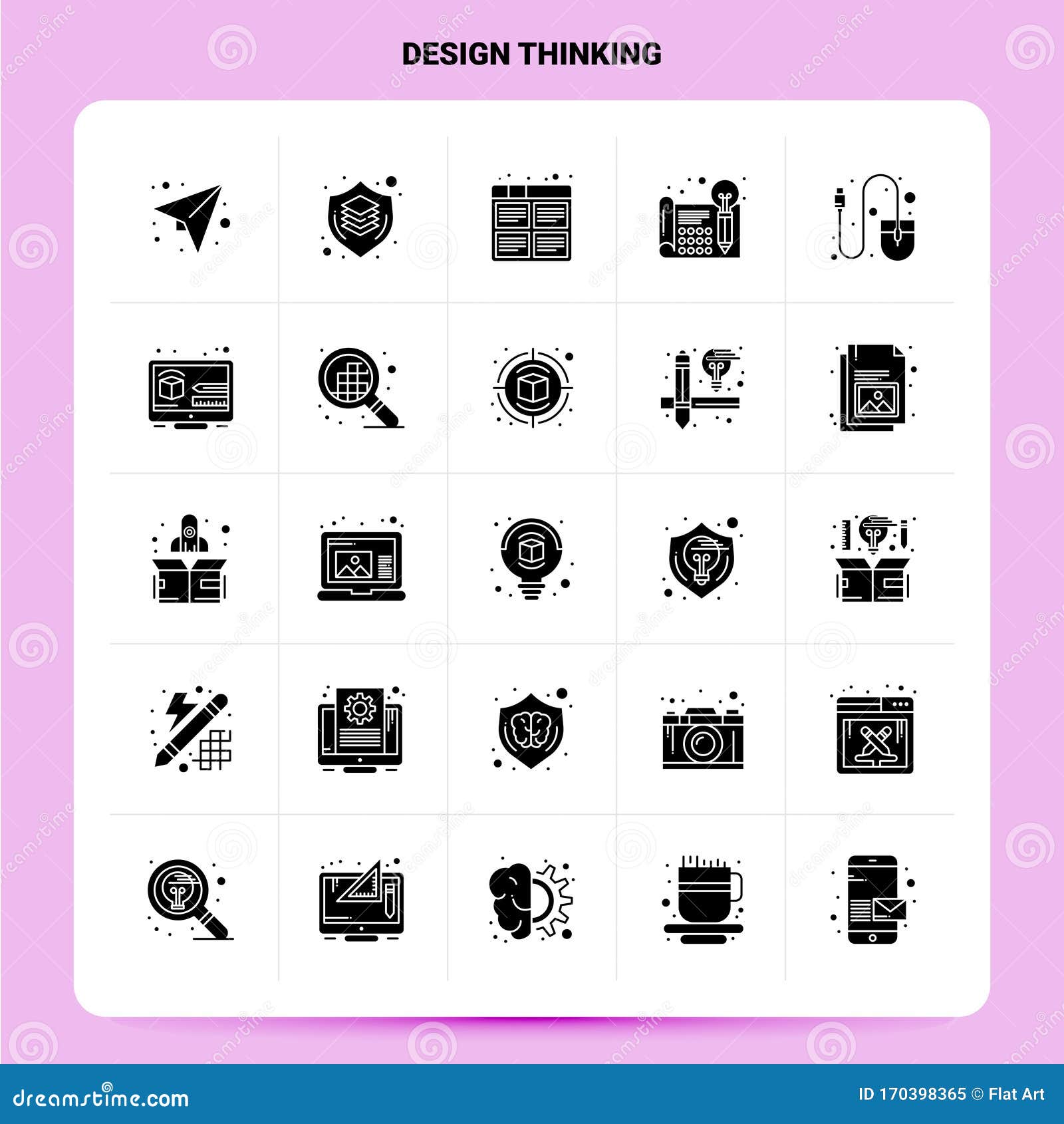 Solid 25 Design Thinking Icon Set. Vector Glyph Style Design Black ...