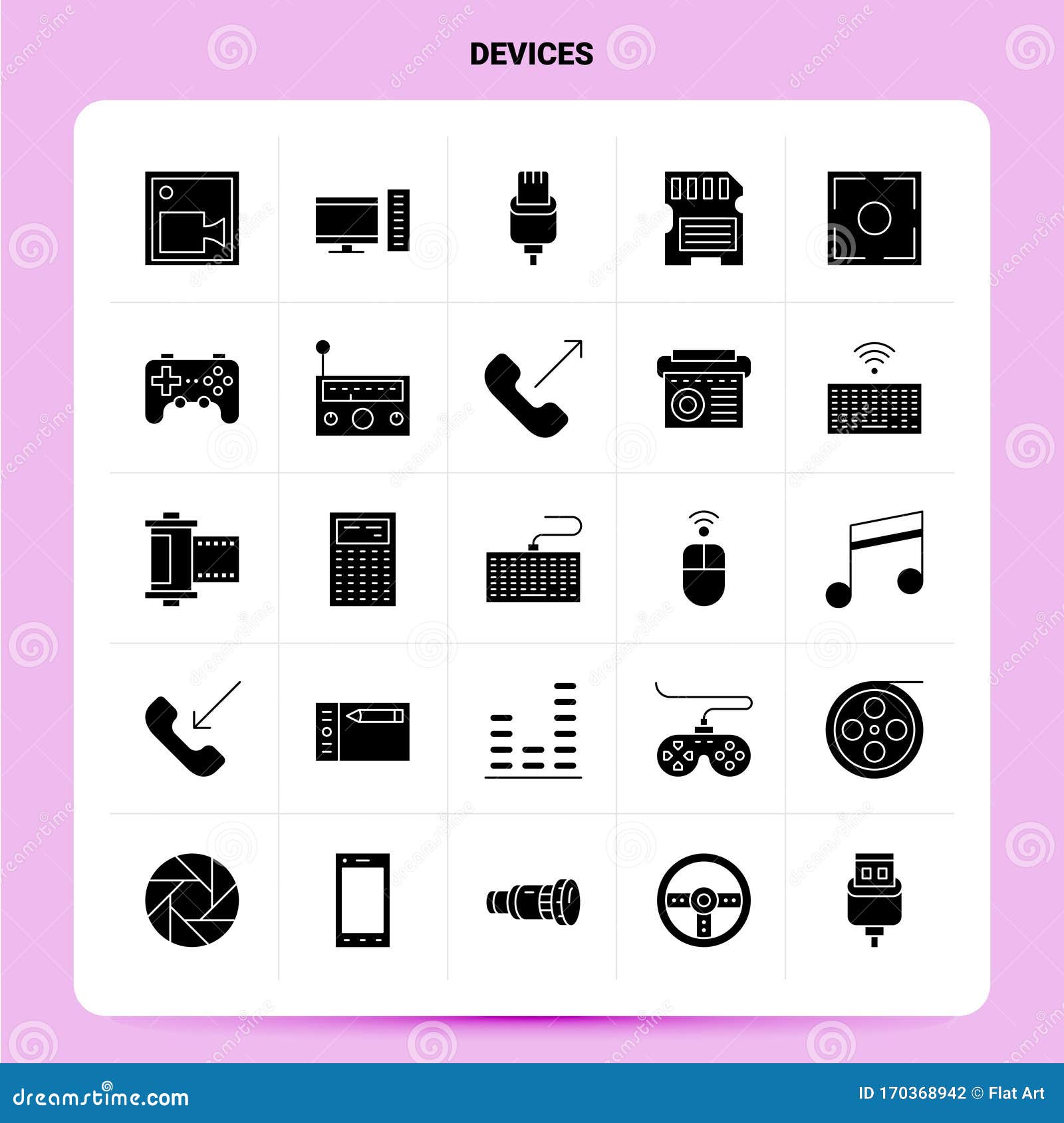 Solid 25 Devices Icon Set. Vector Glyph Style Design Black Icons Set ...