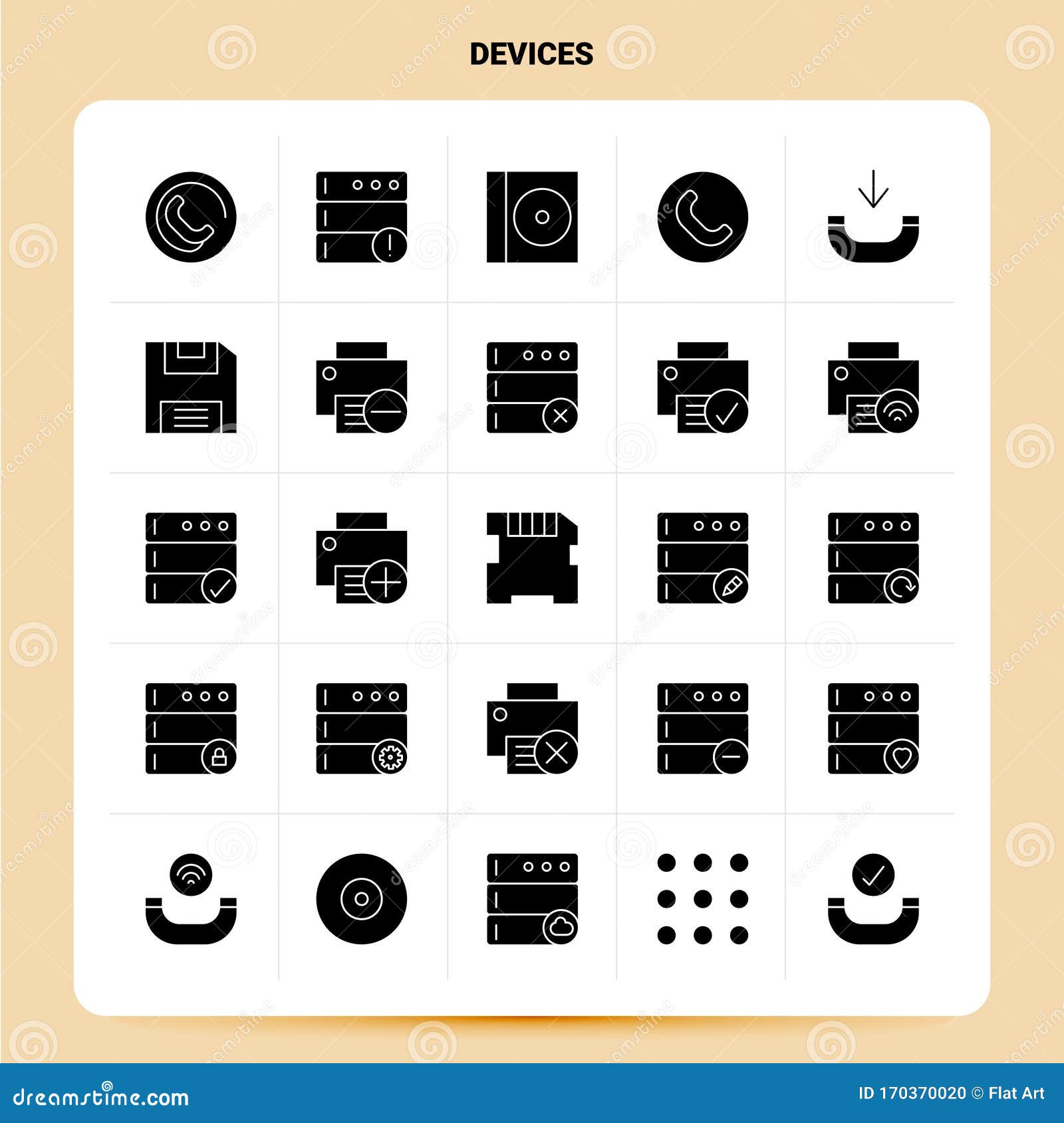 Solid 25 Devices Icon Set. Vector Glyph Style Design Black Icons Set Stock Vector - Illustration ...