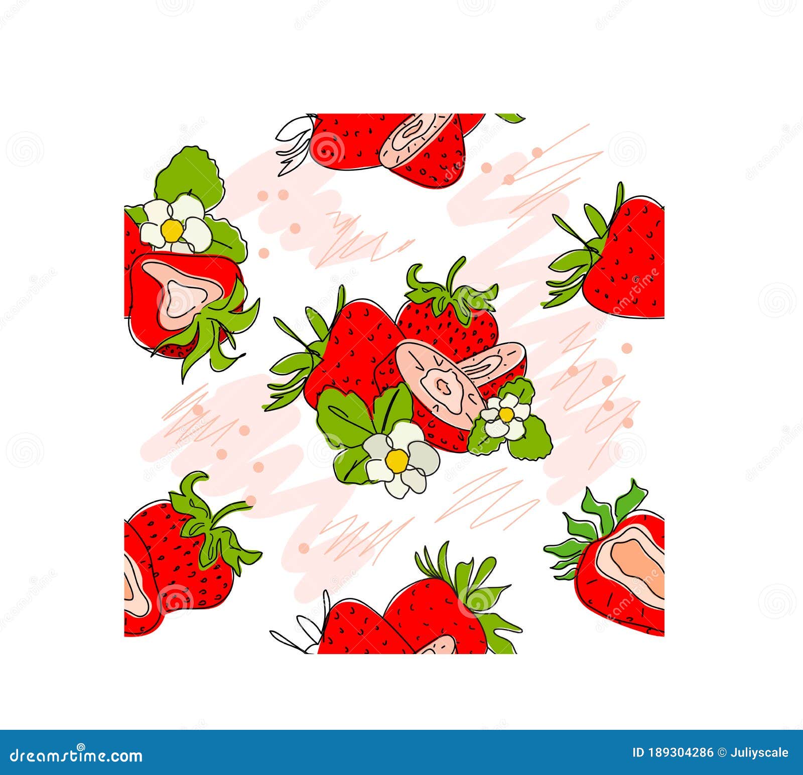 A Solid Drawing of Fresh Strawberries. Seamless Texture Stock Vector ...