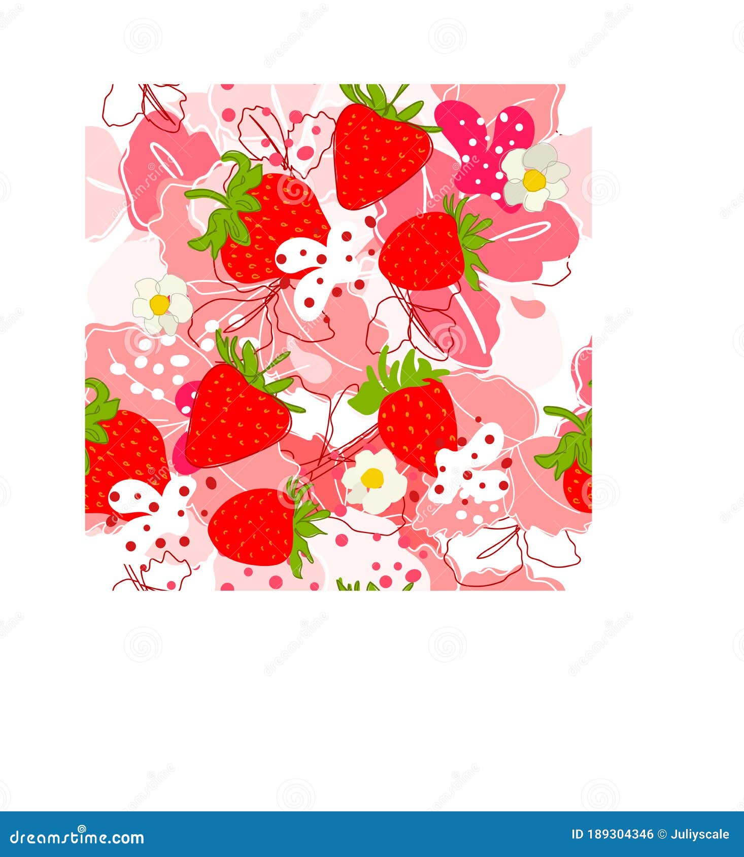A Solid Drawing of Fresh Strawberries. Seamless Texture Stock Vector ...