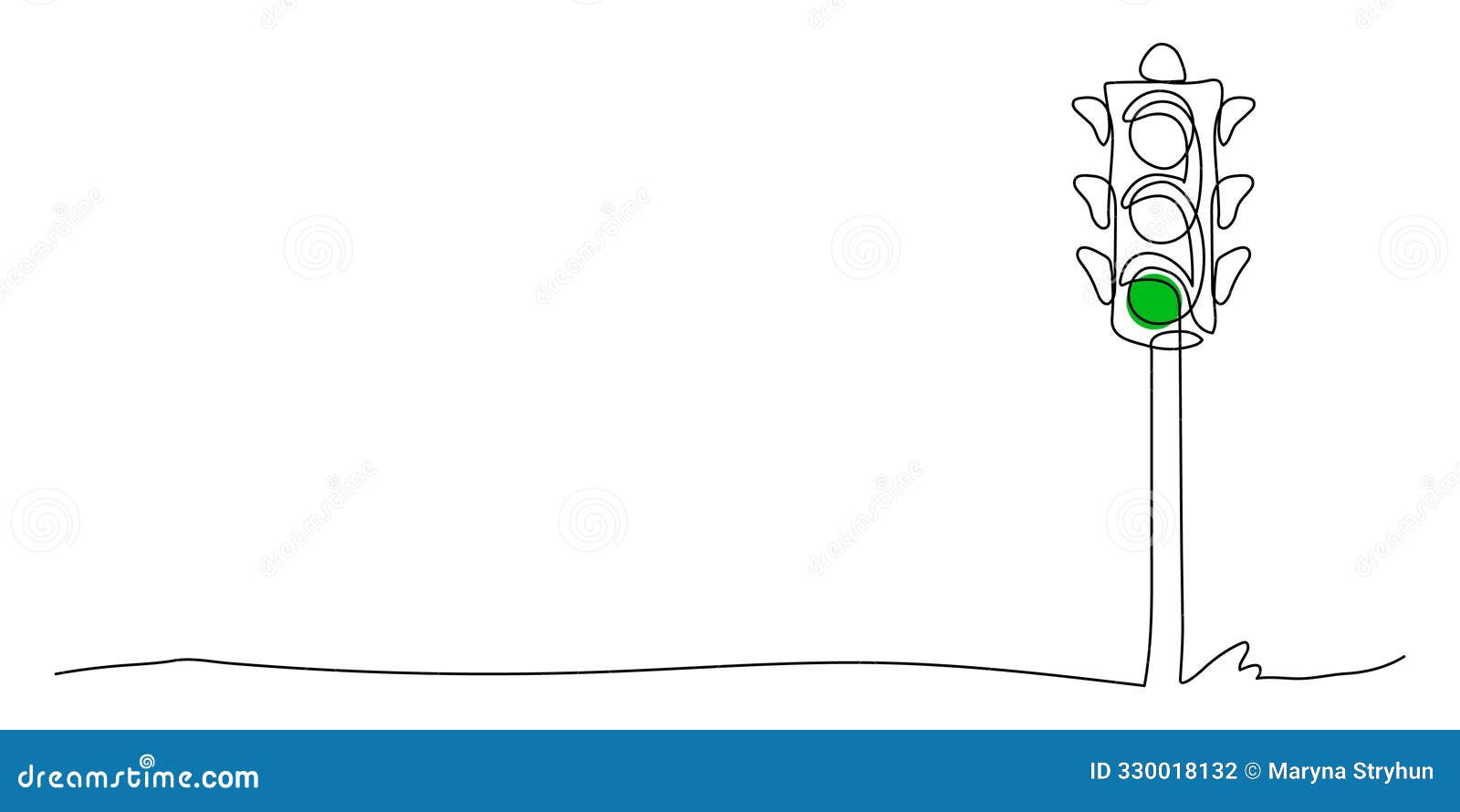 Solid Drawing Of A Single Line Of A Traffic Light With Poles To Control ...