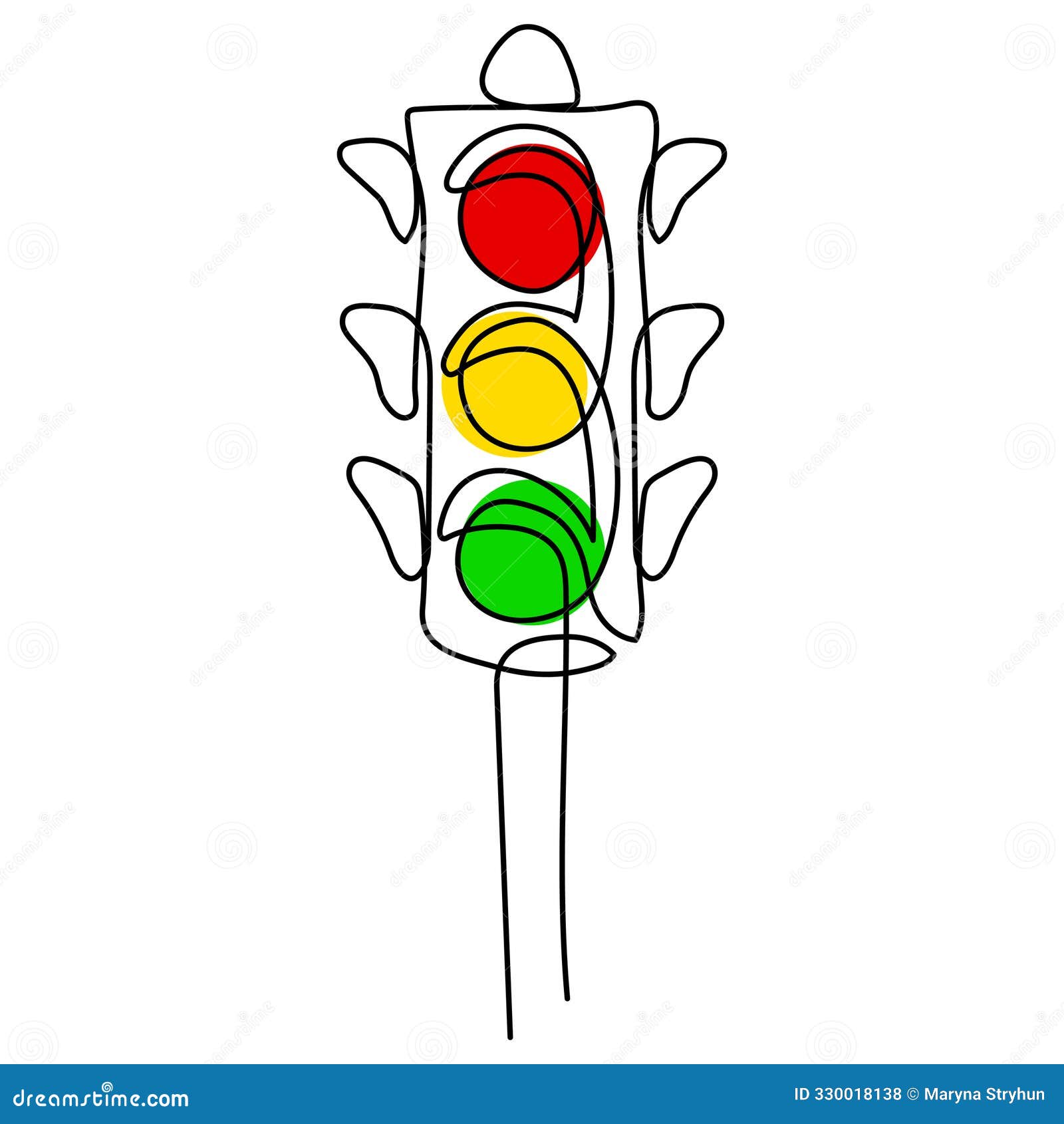Solid Drawing Of A Single Line Of A Traffic Light With Poles To Control ...