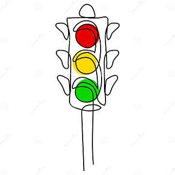 Solid Drawing of a Single Line Traffic Light with Poles To Control the ...