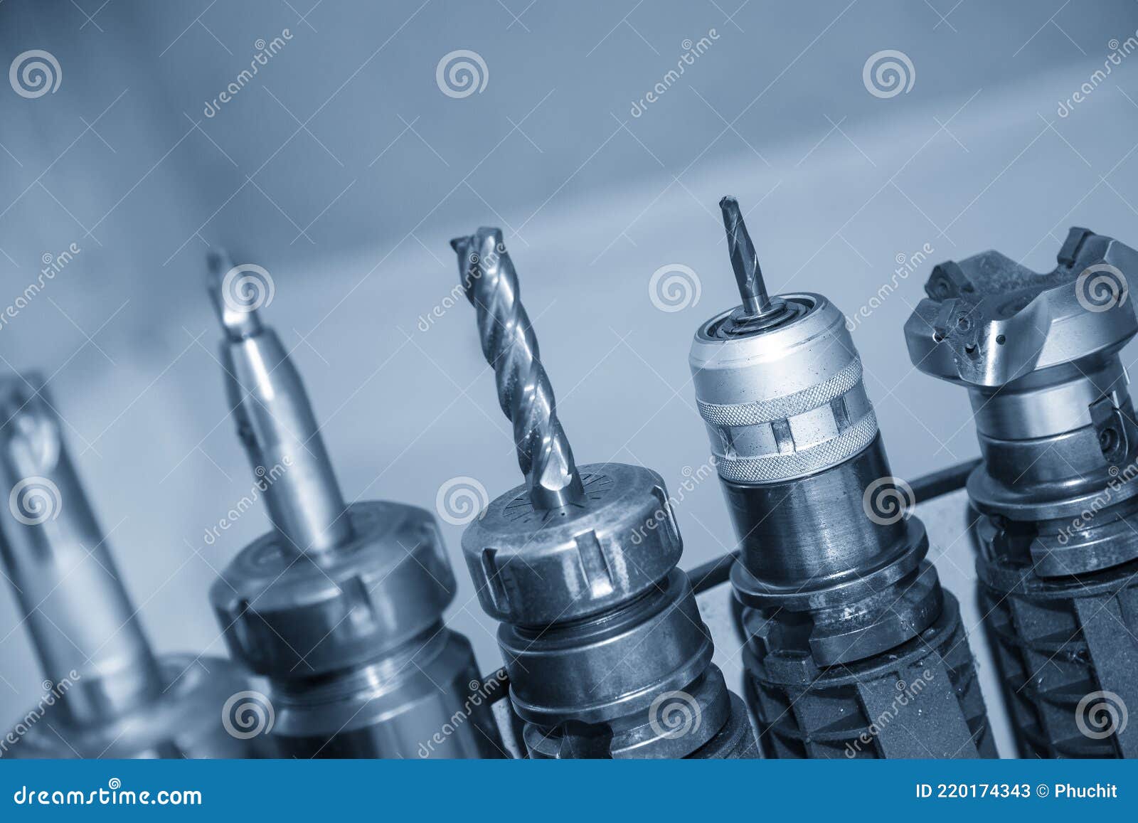 The Solid End Mill Tool in the Tooling Magazine of Machining Center ...