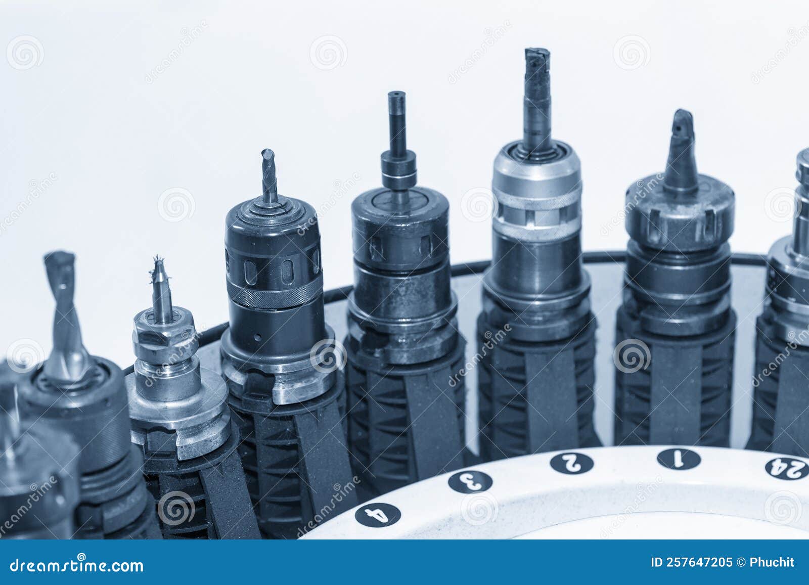 The Solid Endmill Tool in the Tooling Magazine of Machining Center ...