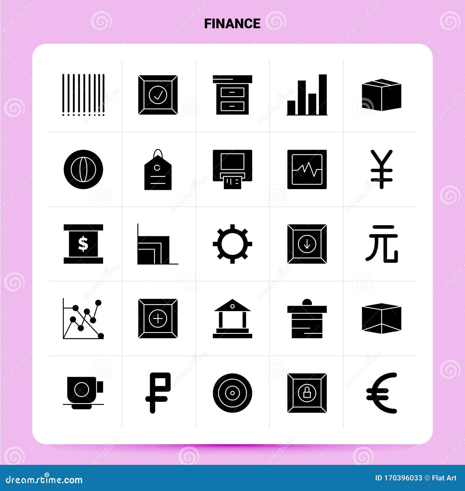Solid 25 Finance Icon Set. Vector Glyph Style Design Black Icons Set ...