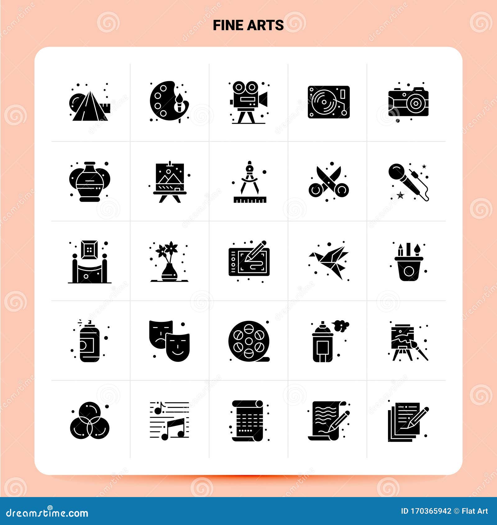 Solid 25 Fine Arts Icon Set. Vector Glyph Style Design Black Icons Set ...